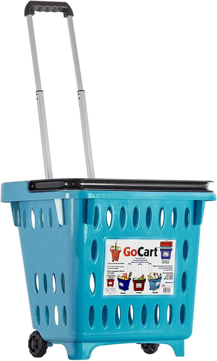 Folding Gocart Collapsible Laundry on Wheels Grocery Cart Shopping ...