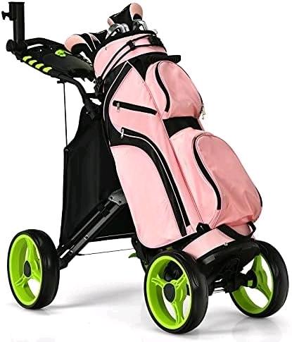 Folding Golf Push Cart, Height Adjustable Portable Caddy Cart with ...