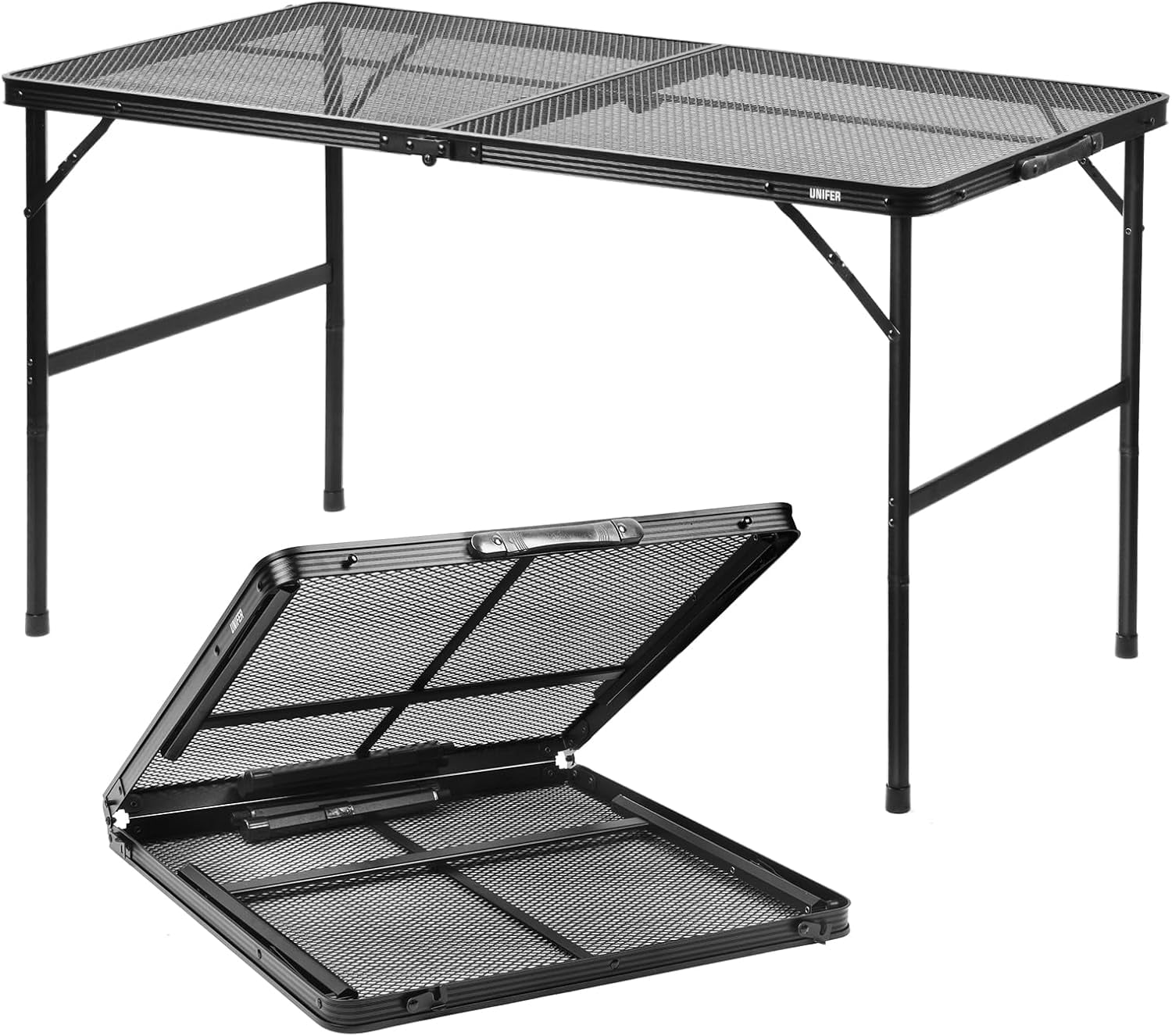 Folding Grill Table: 4x2 Ft Portable Camping Table, Lightweight Height ...