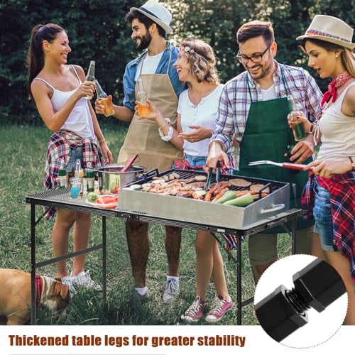 Folding Grill Table: 4x2 Ft Portable Camping Table, Lightweight Height ...