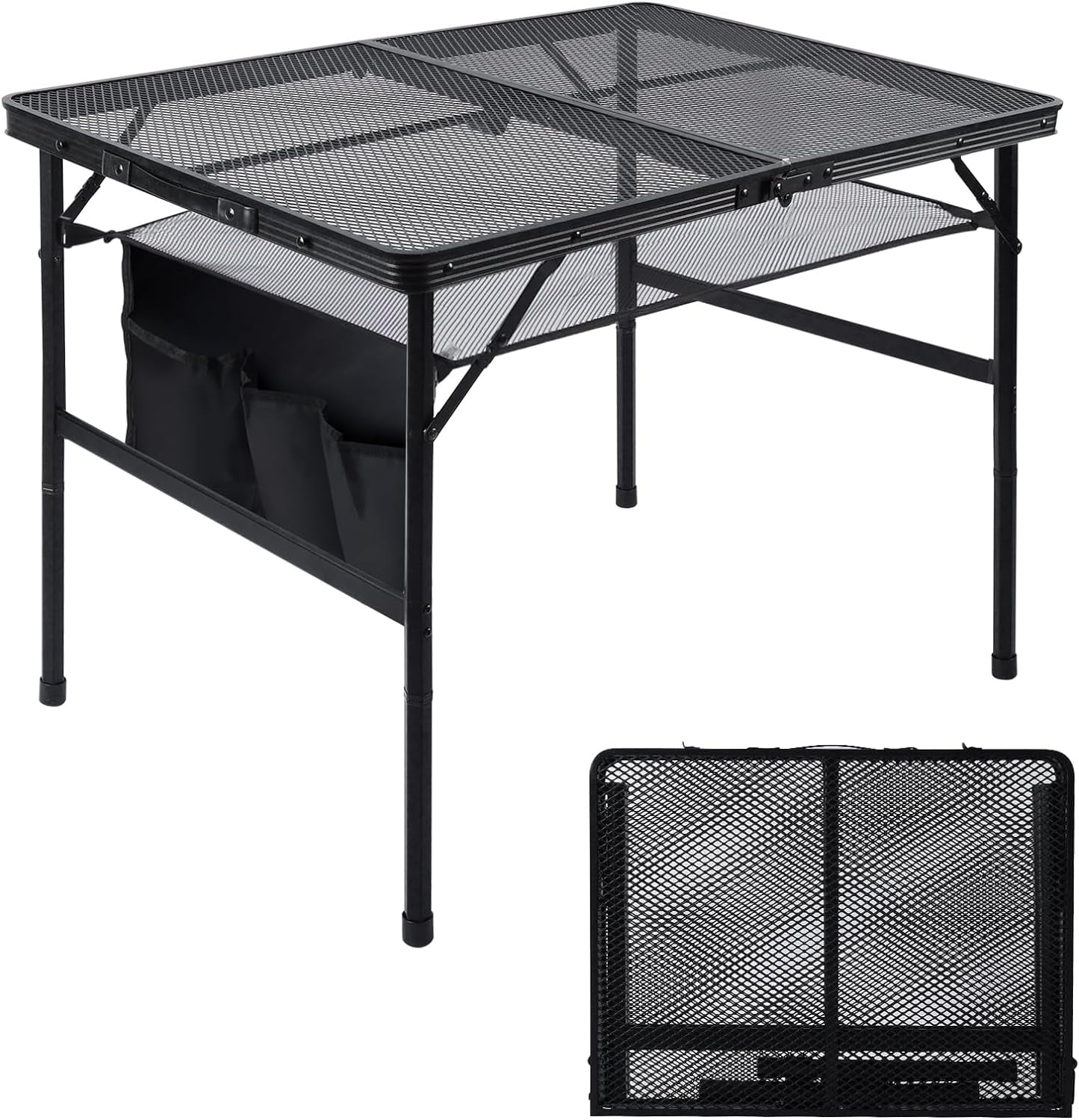 Folding Grill Table for Outside, Lightweight Portable Metal Aluminum ...