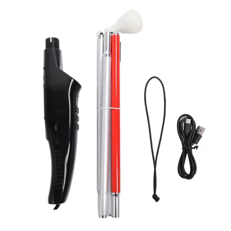Folding Guide Cane with Red Reflective Electronic Voice Obstacle ...
