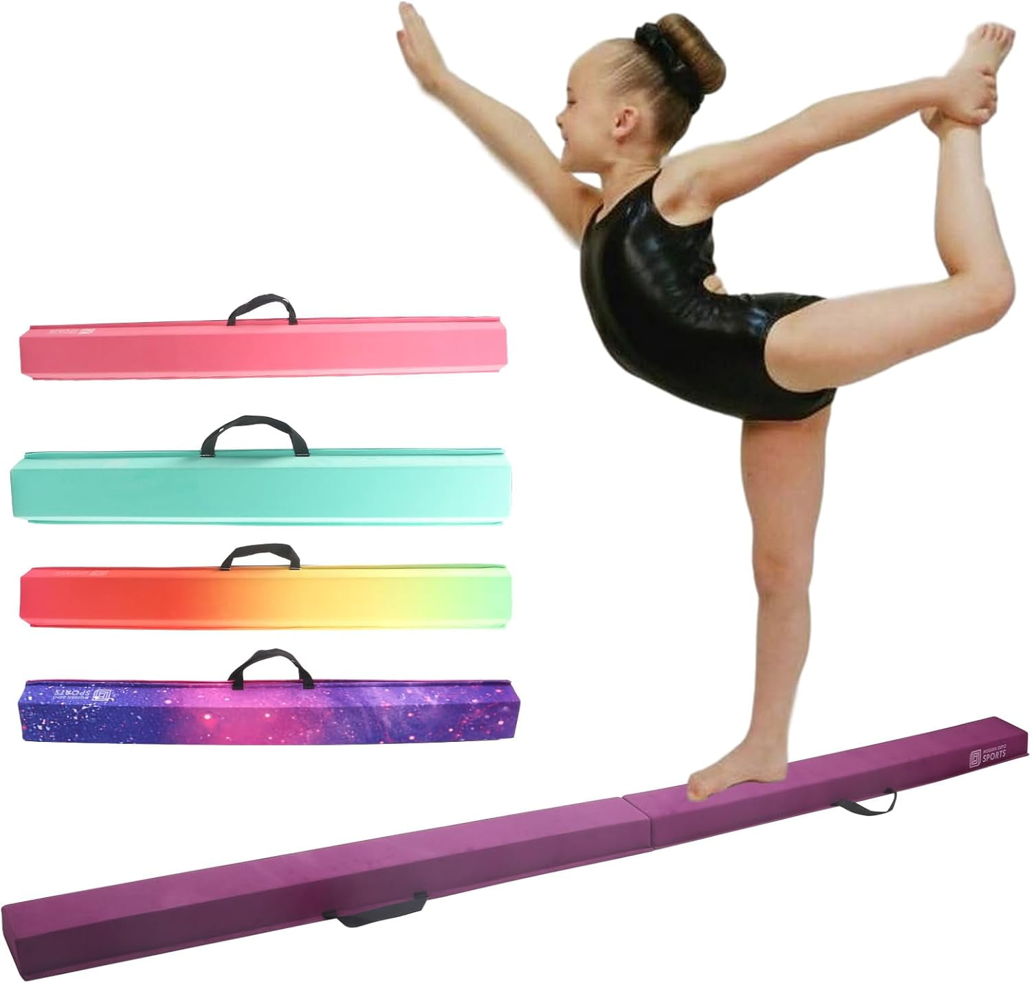 Folding Gymnastics Floor Balance Beam for Kids Teenagers, 8 Ft Home-Gym Equipment for Toddler ...