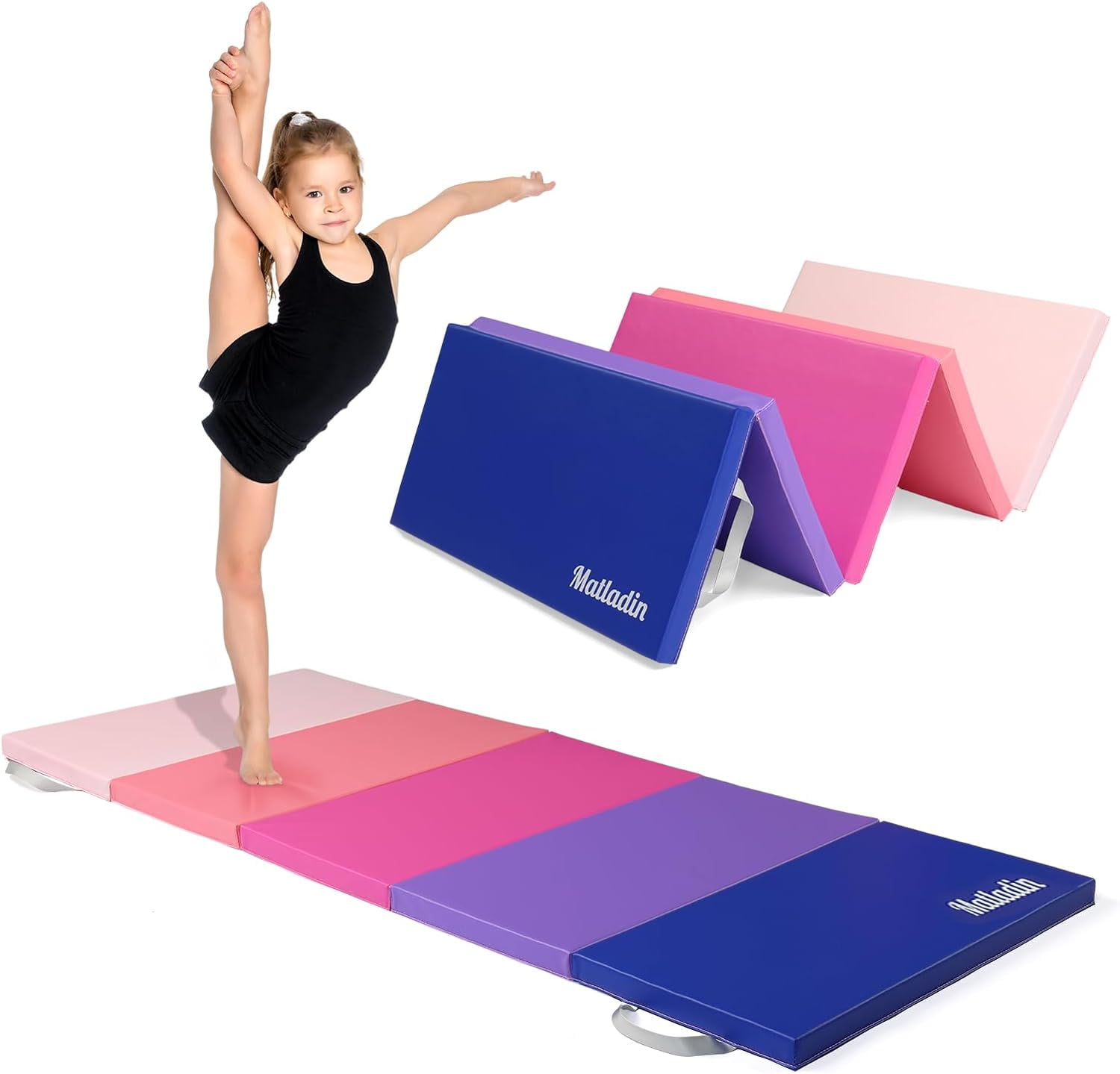 Folding Gymnastics Gym Exercise Aerobics Mat, 76"L x 30"W x 1.5"Th ...