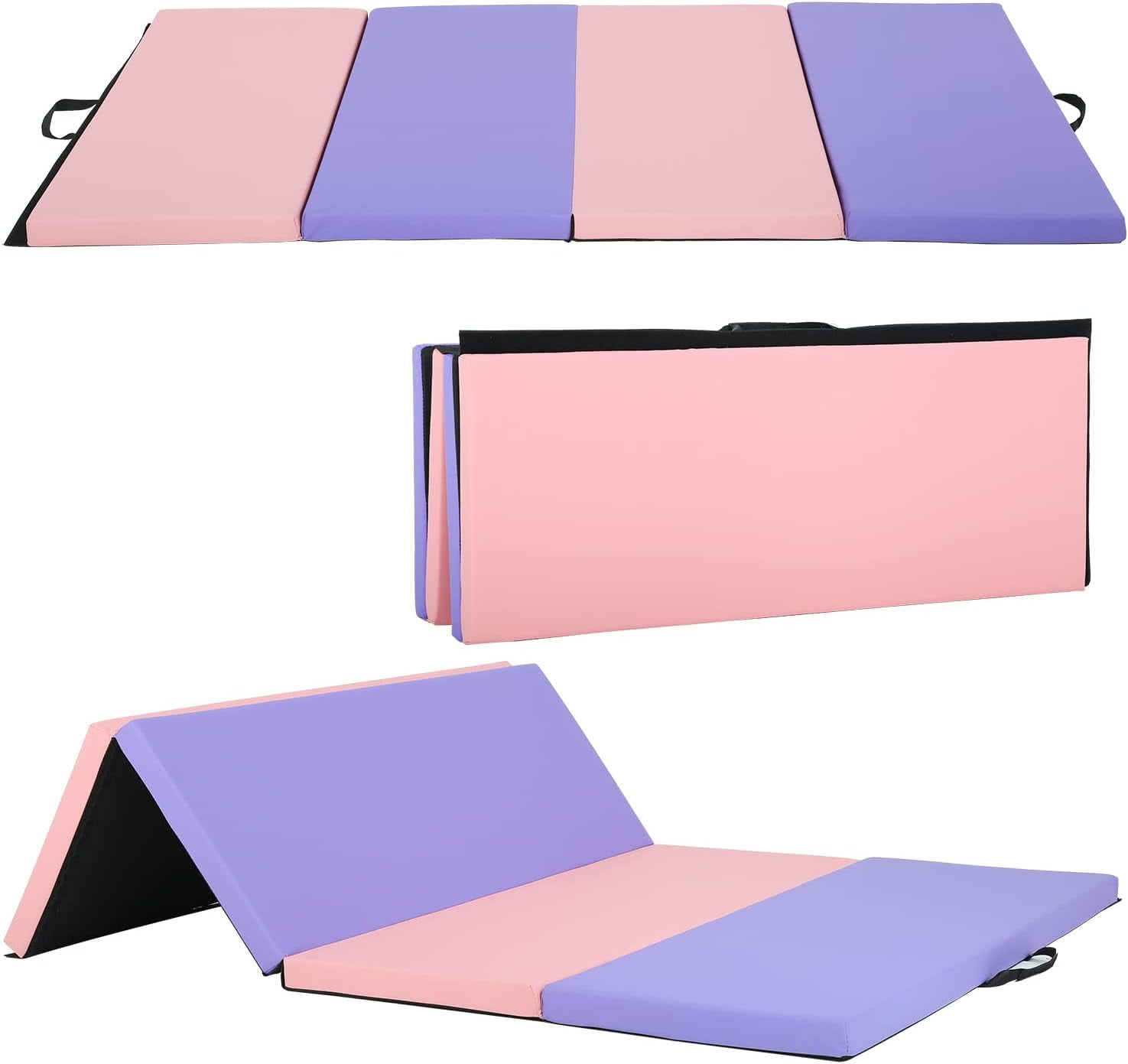 Folding Gymnastics Mat 6'X4'X2" Thick Tumbling Mats for Home Gym, Non ...