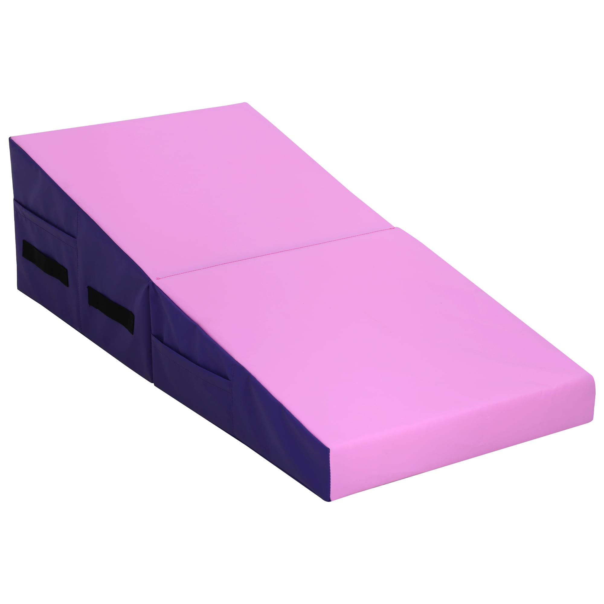Folding Gymnastics Wedge Mat Pink, 48"x24"x14" Kids Tumbling Incline ...
