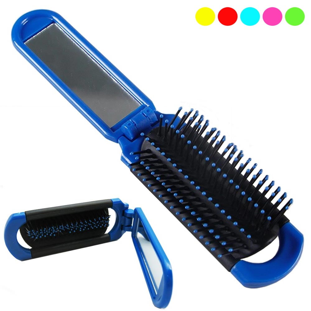 All Top Bargains Mini Comb Folding Hair Brush with Mirror, Compact ...