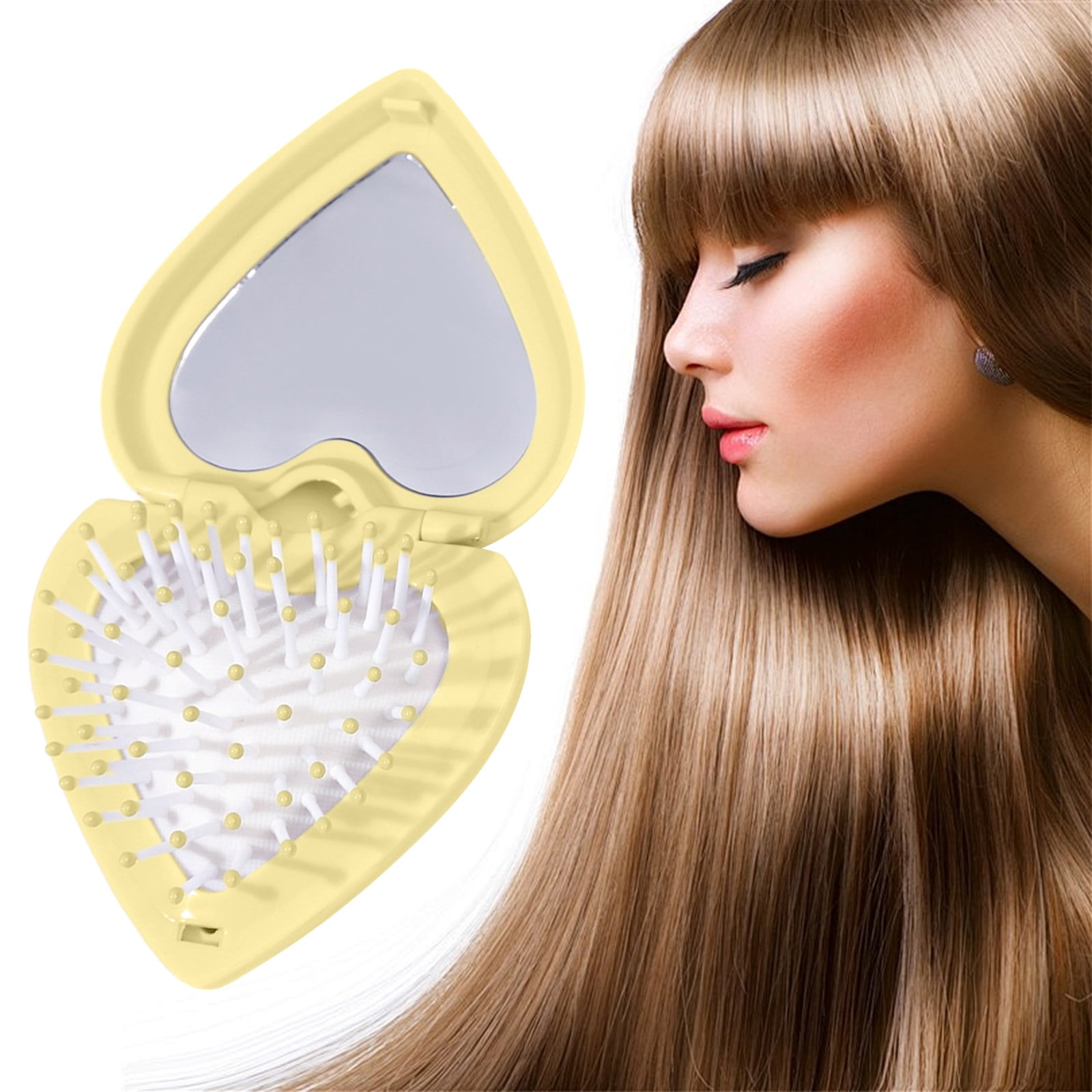 Folding Hair Brush with Mirror - Compact & Portable Comb for Travel ...