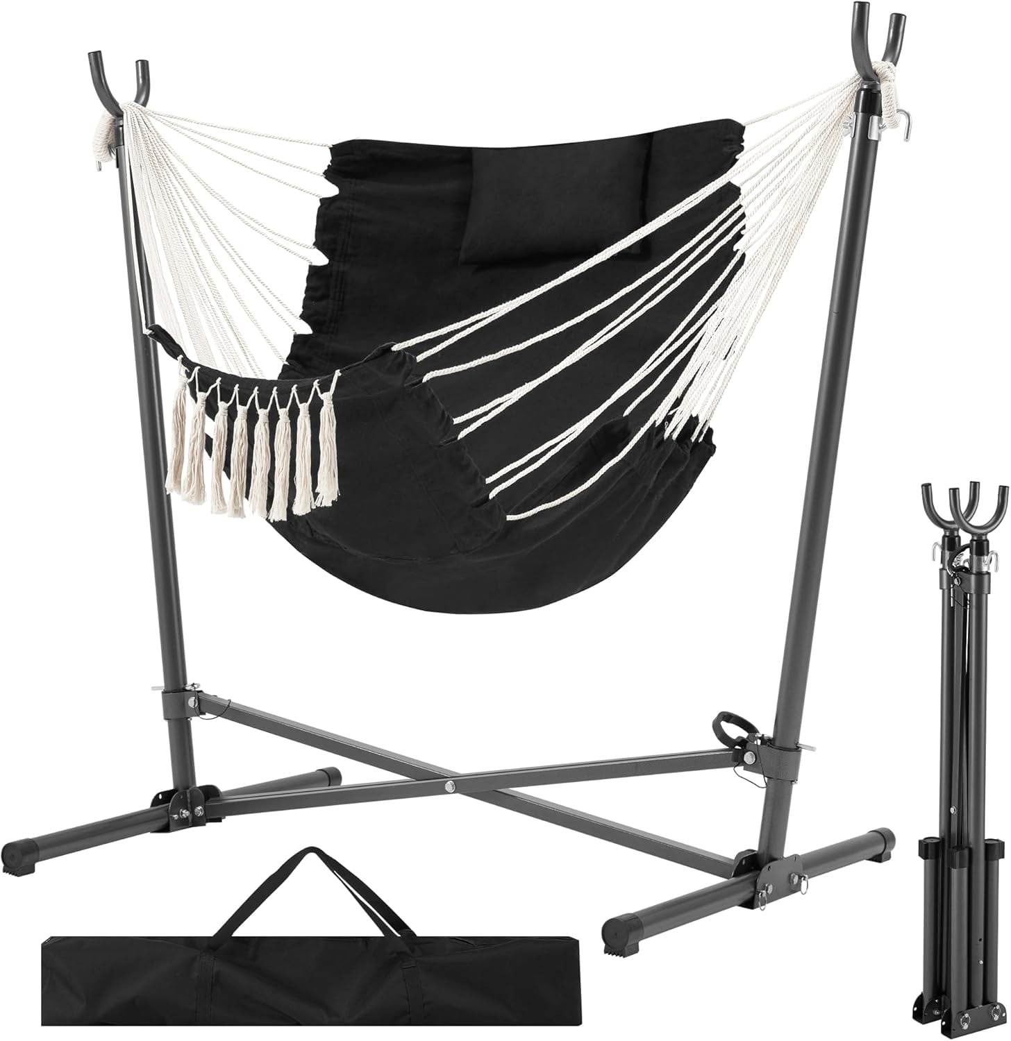 Folding Hammock Stand with Chair,Heavy-Duty Hanging Chair with Stand ...