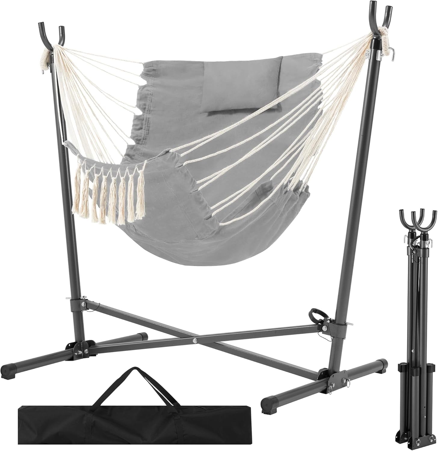 Folding Hammock Stand with Heavy-Duty Hanging Chair, Max Load 450 ...