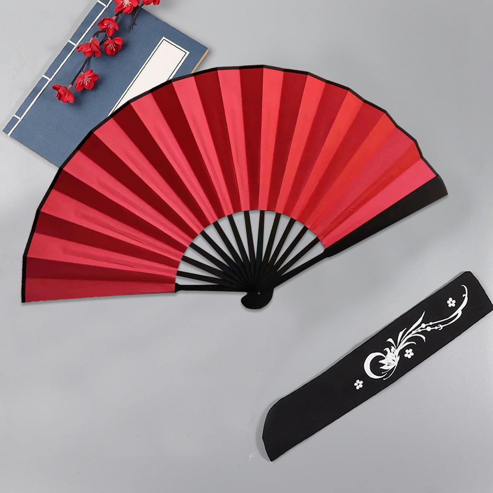 Folding Hand Classic Style Fan Fabric Bamboo Ribs Hand Held Chinese ...