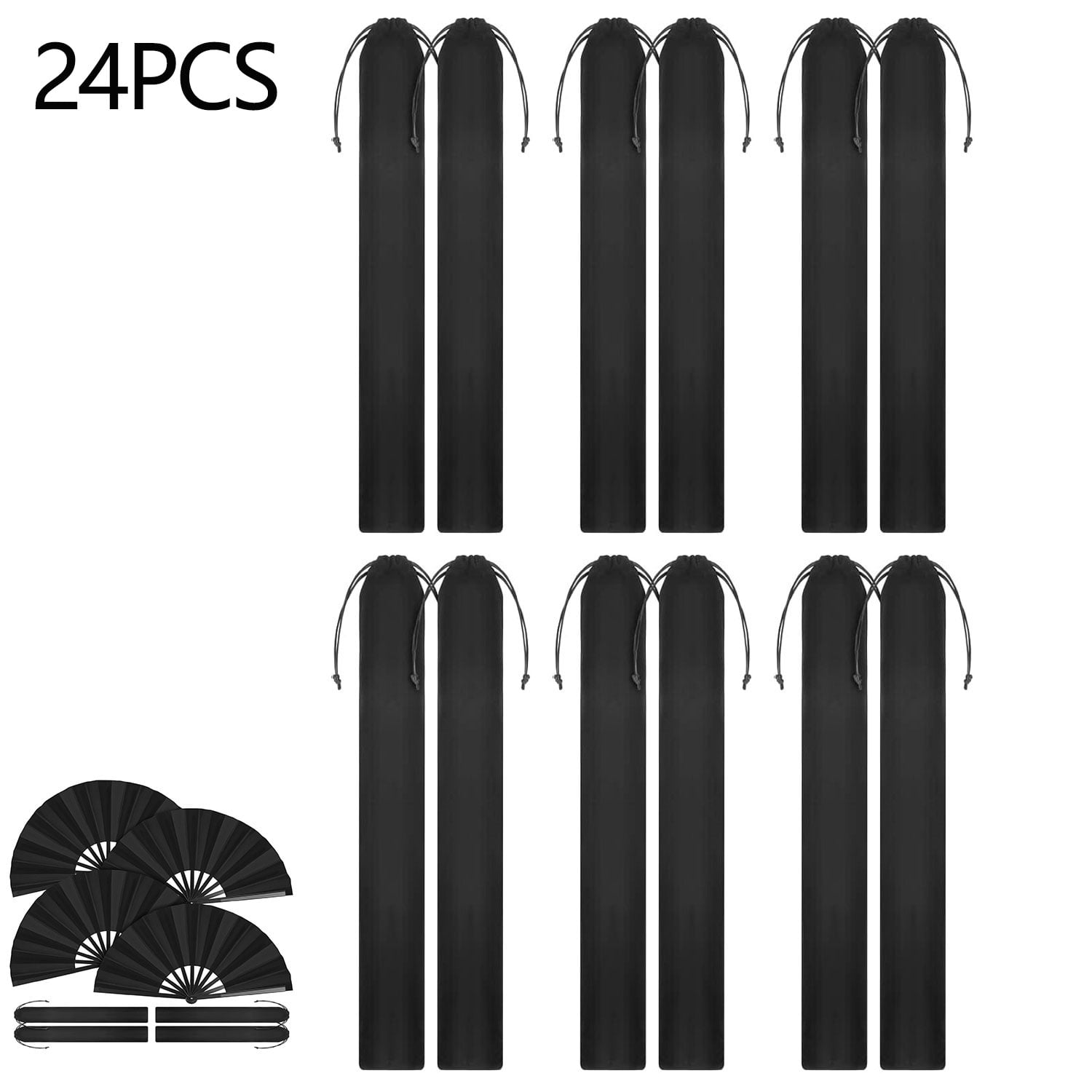 Folding Hand Fan Bags ,Long Velvet Bags with Drawstrings Black, Hand ...