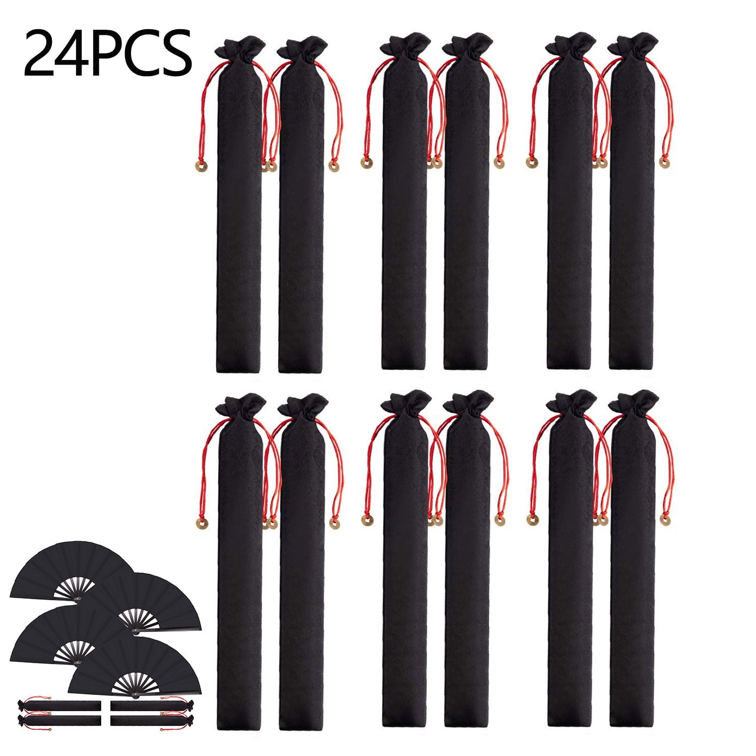 Folding Hand Fan Bags ,Long Velvet Bags with Drawstrings Black, Hand ...