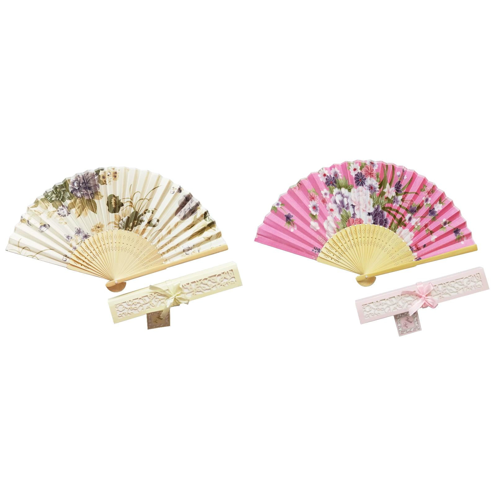 Folding Hand Fan Colored Silk Cloth Hollowed Out Fold Fan Wood Frame ...