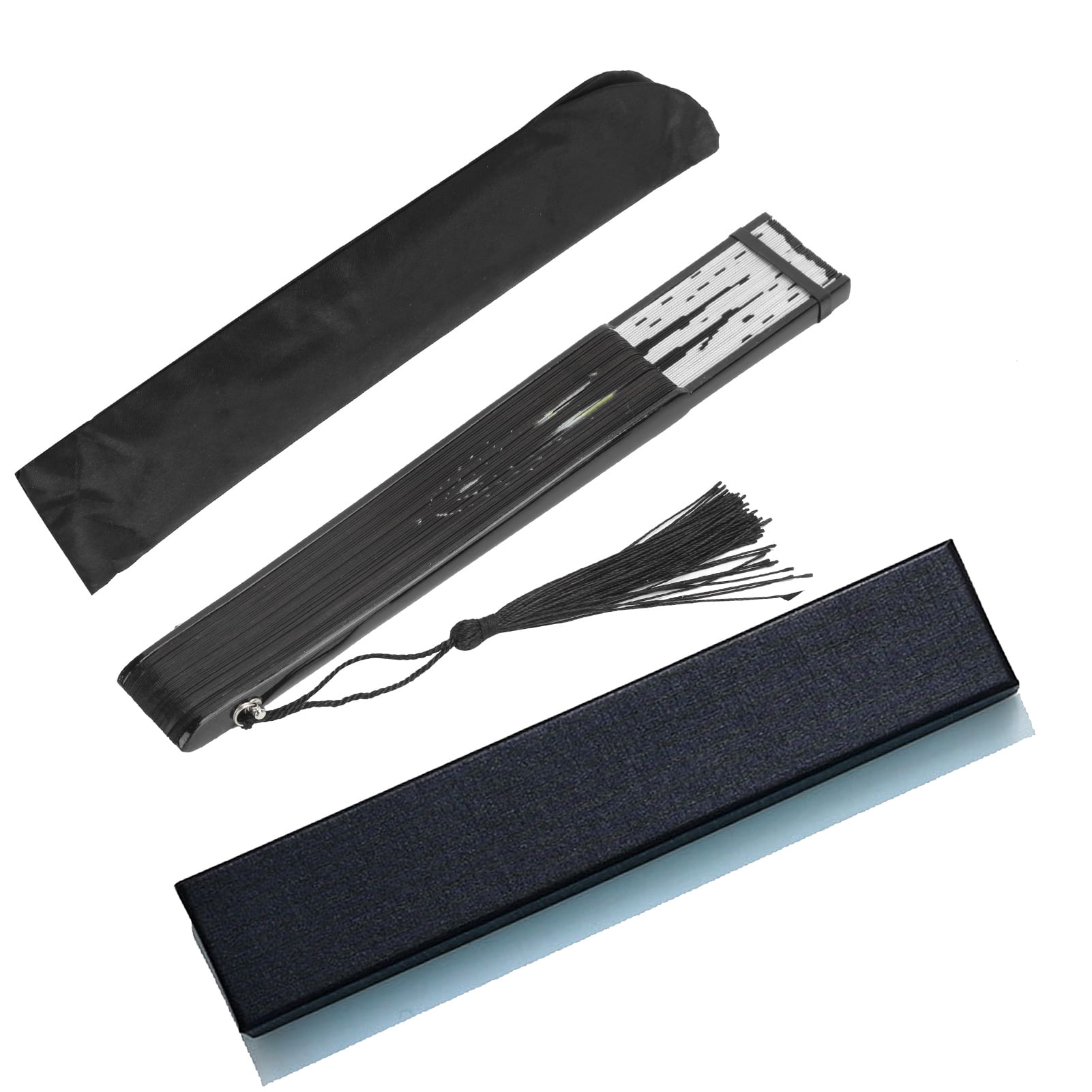 Folding Hand Fan, Unique Cat Pattern Silk Fabric Bamboo Ribs Tassels ...