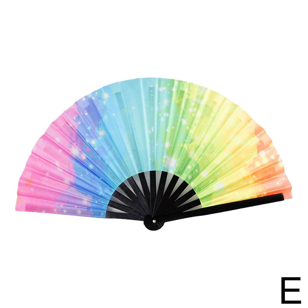 Folding Hand Fan With Led Light Portable Fluorescent Night Show Light ...