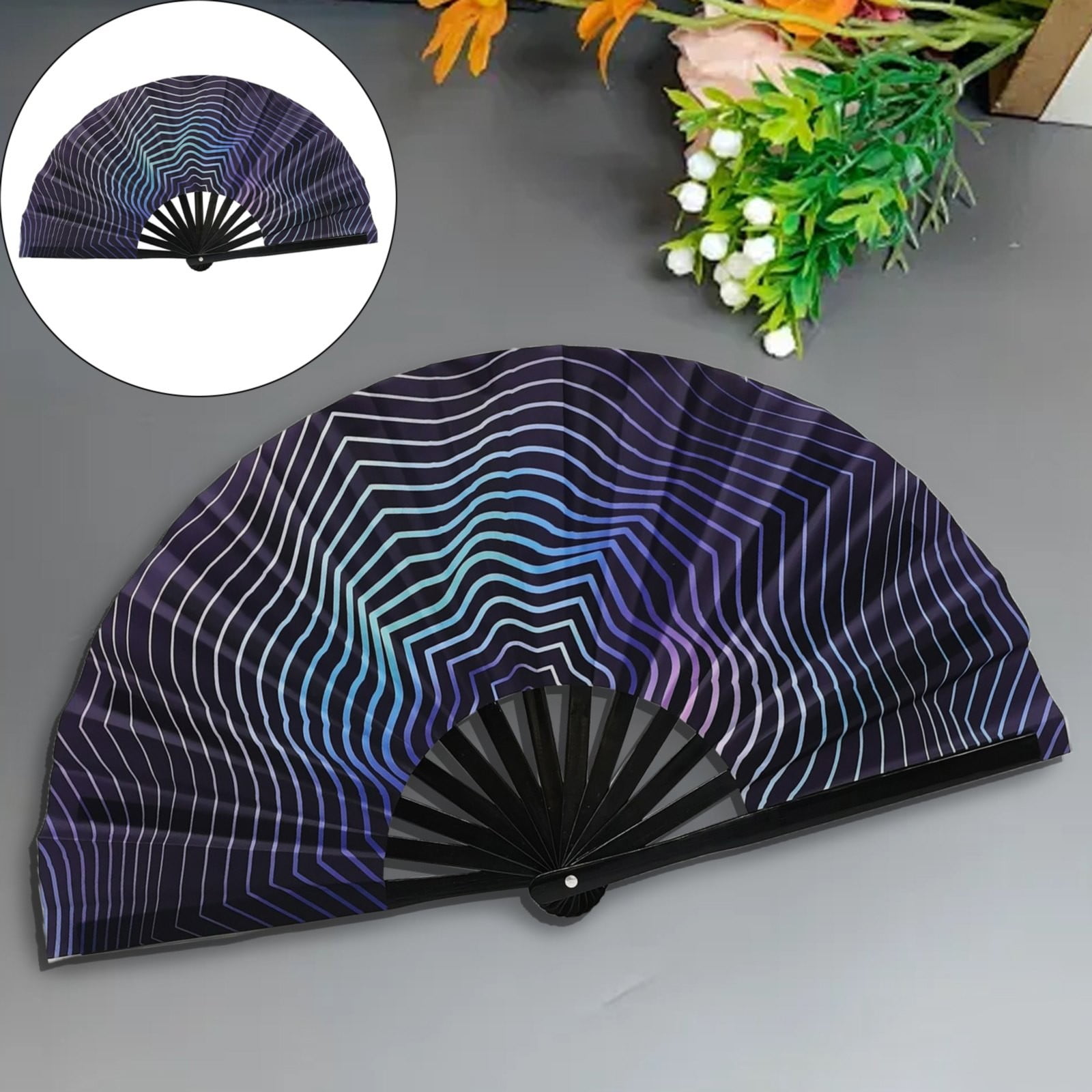 Folding Hand Fan for Women Men, Rave Big Foldable Bamboo Renaissance ...