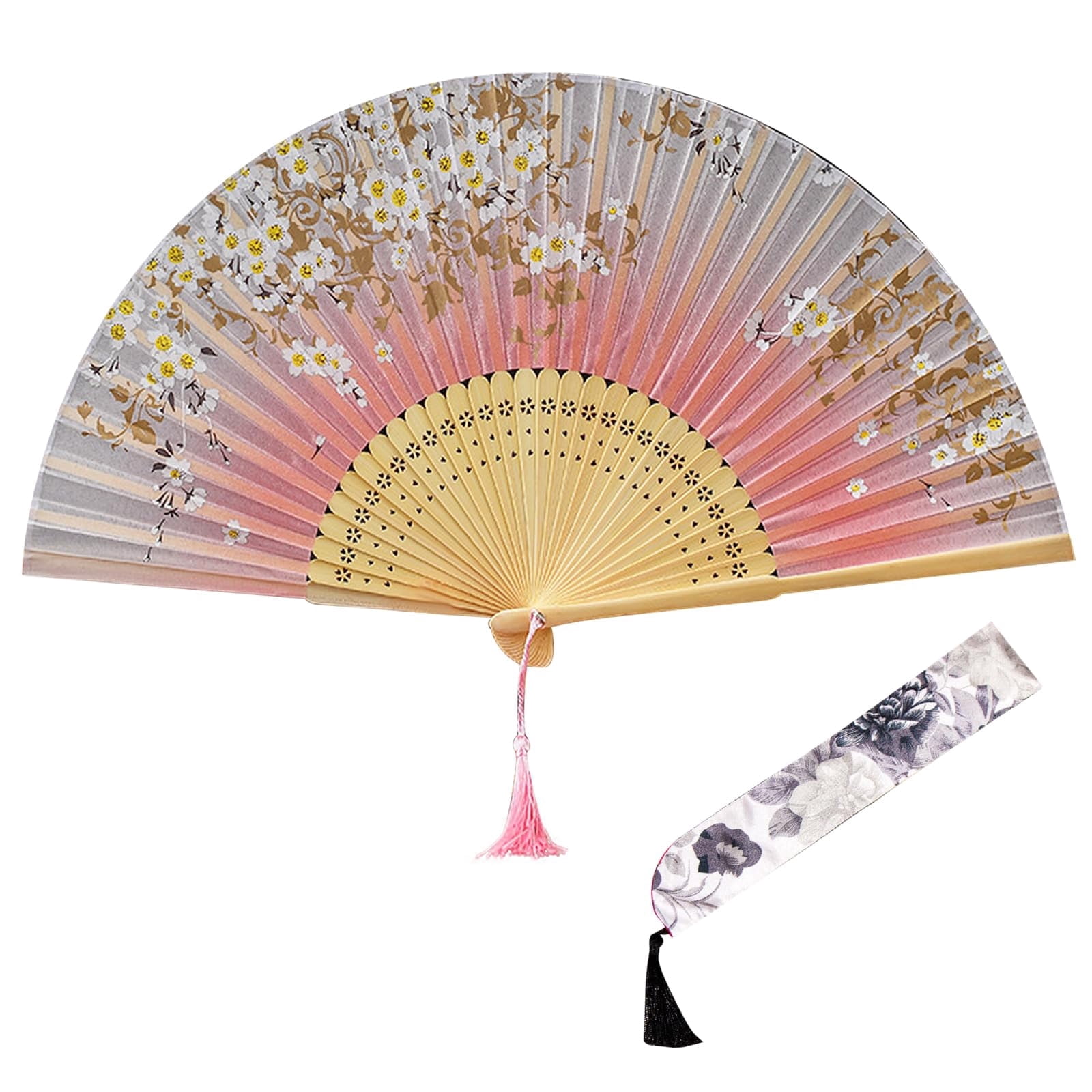Folding Hand Fan for Women Foldable Chinese Japanese Vintage Bamboo ...
