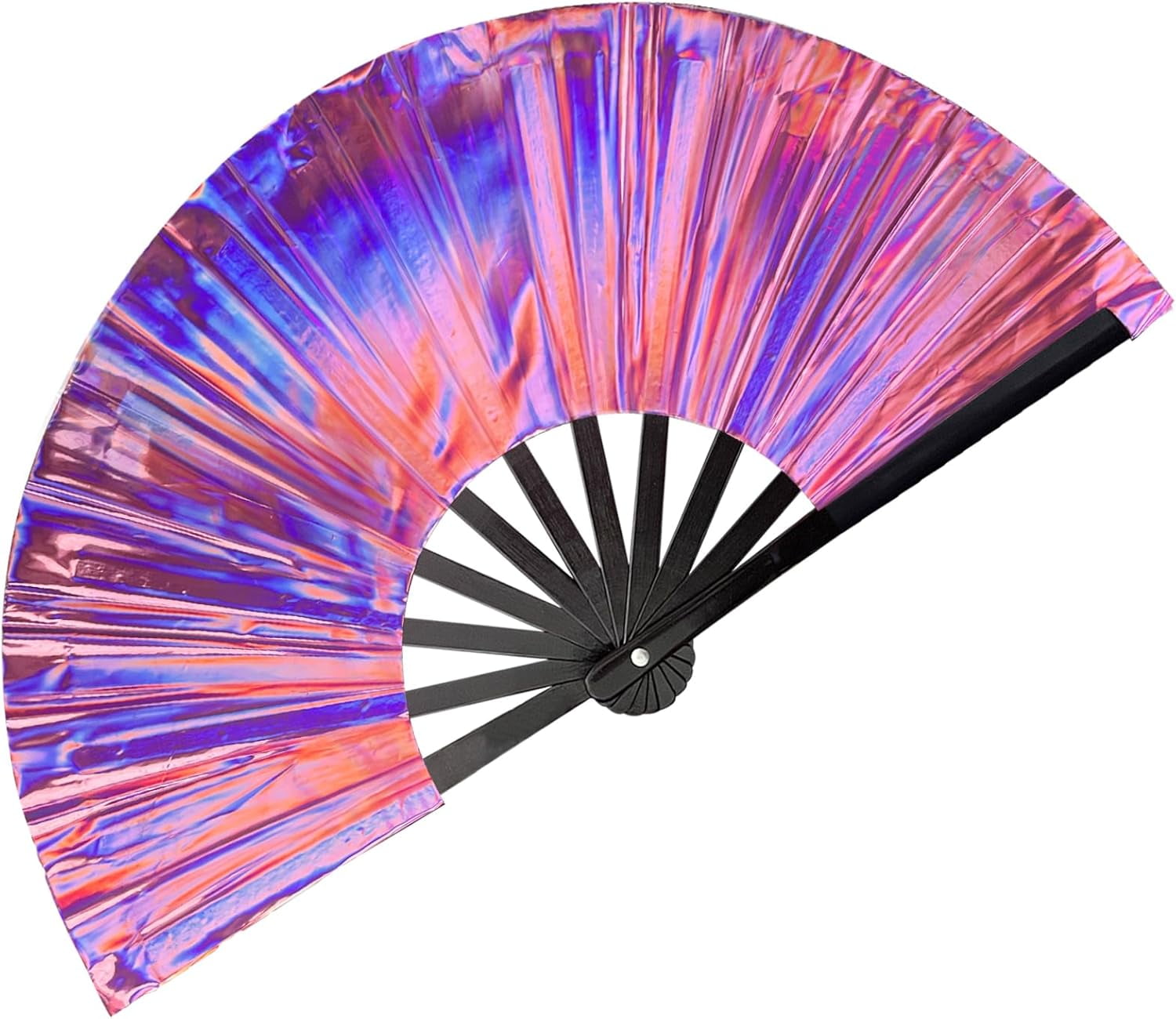 Folding Hand Rave Fan,Clack Handheld Fan,Holographic Purple Laser ...
