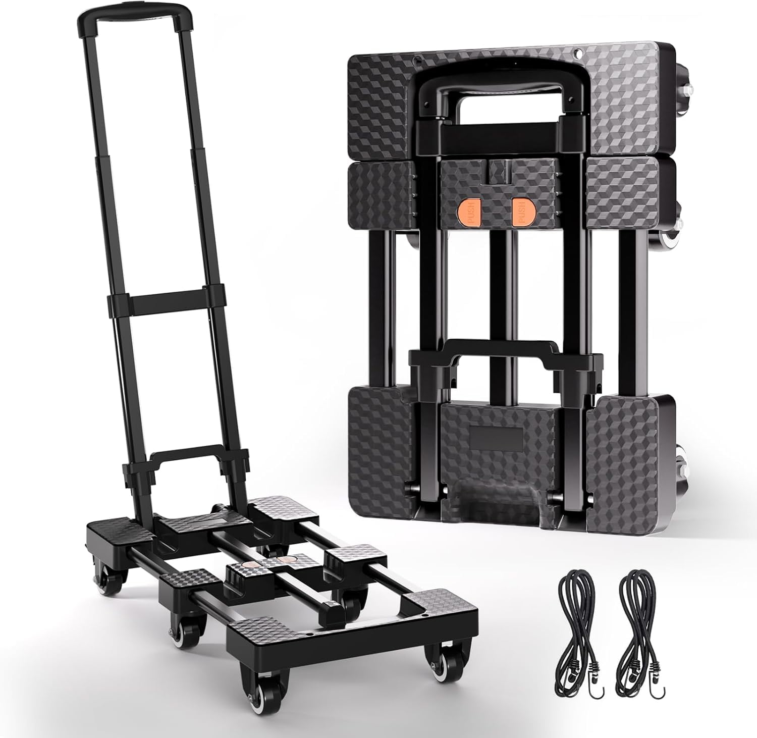 Folding Hand Truck 600lbs, Portable Heavy Duty Dolly Cart, 6 Wheels ...