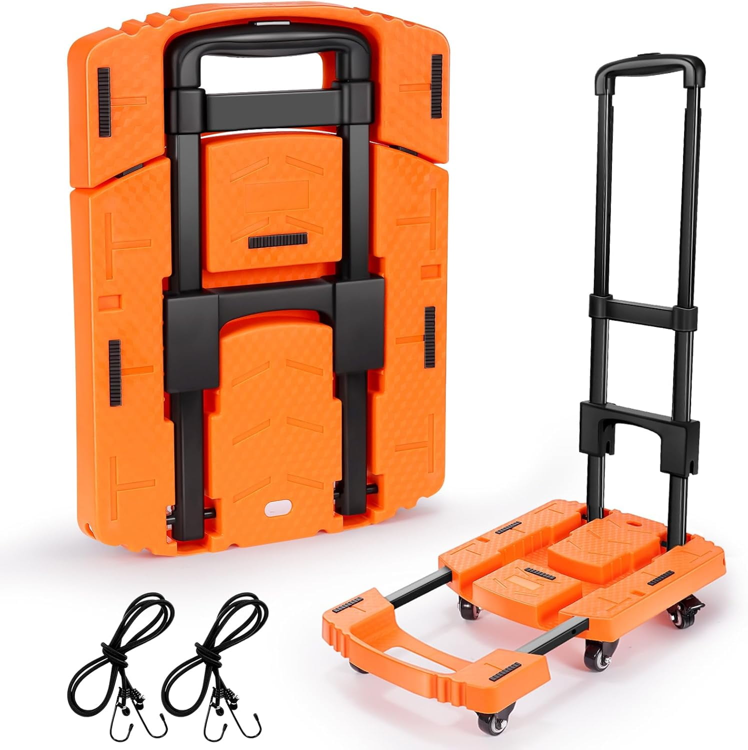 Folding Hand Truck 600lbs, Portable Heavy Duty Dolly Cart, 6 Wheels ...