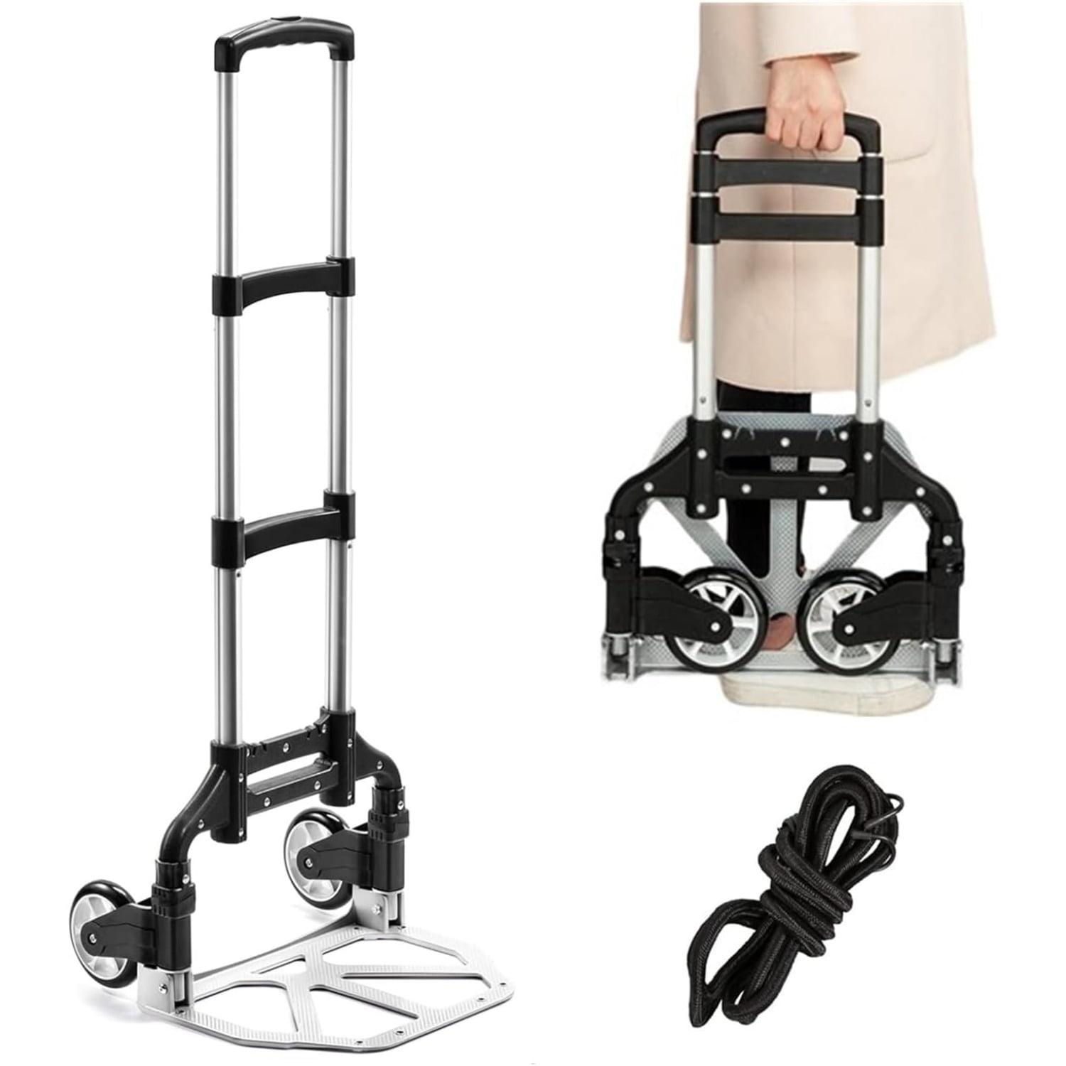 Folding Hand Truck Aluminum Portable Folding Hand Cart 180lbs Capacity ...