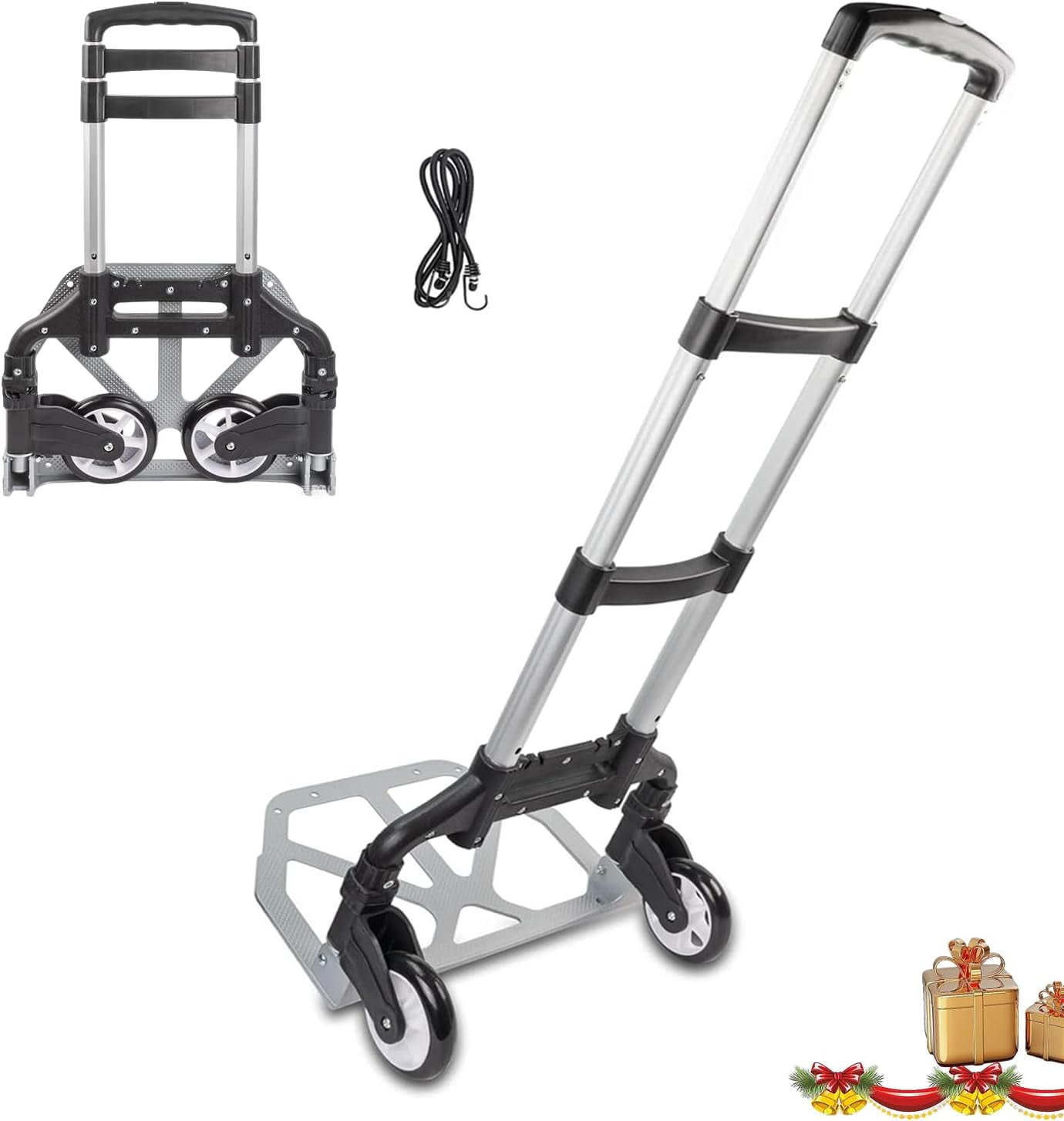 Folding Hand Truck Dolly, 180 lbs Capacity Dolly Cart, Aluminum ...