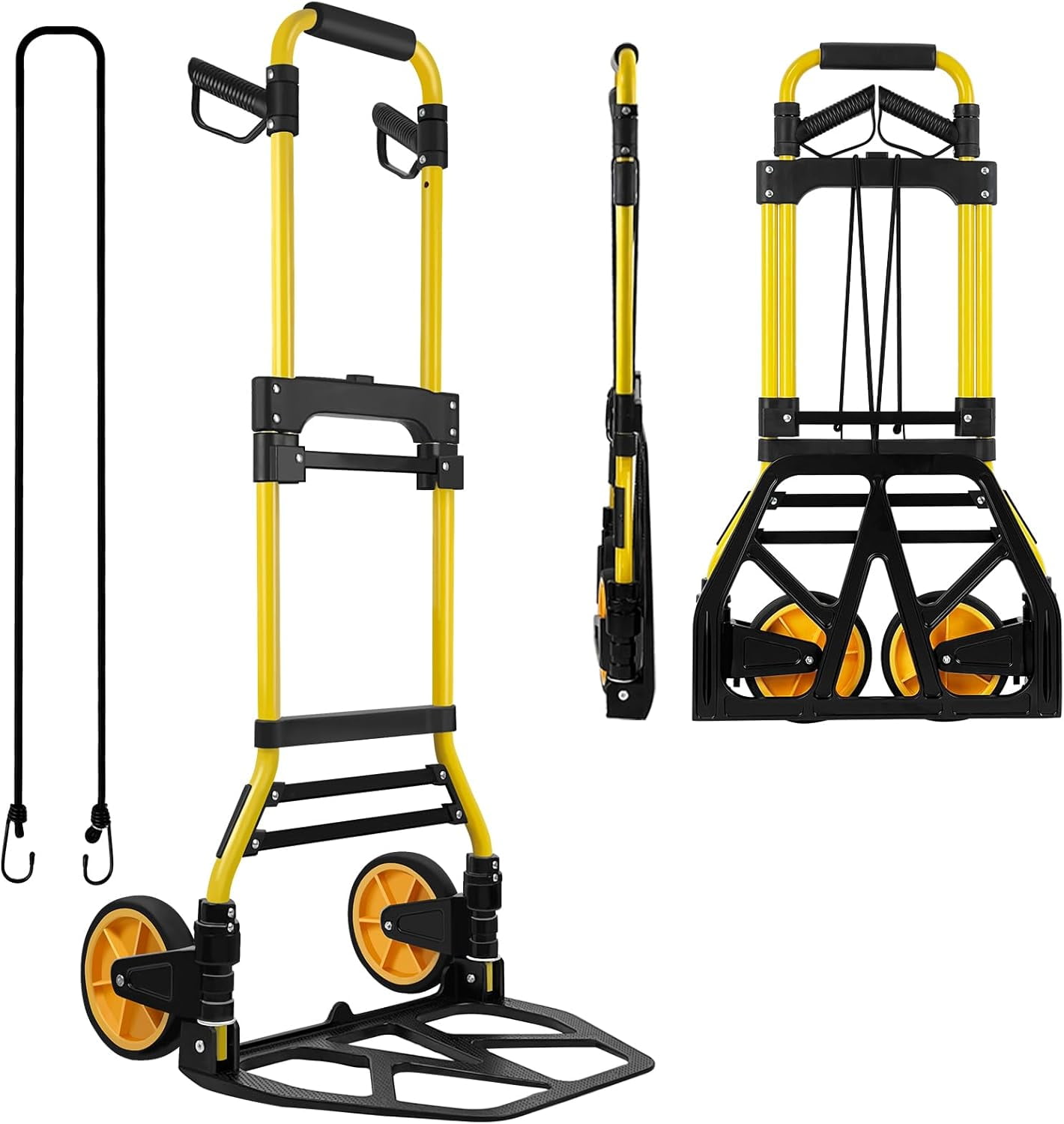Folding Hand Truck and Dolly, 440lbs Capacity Portable Luggage Dolly ...