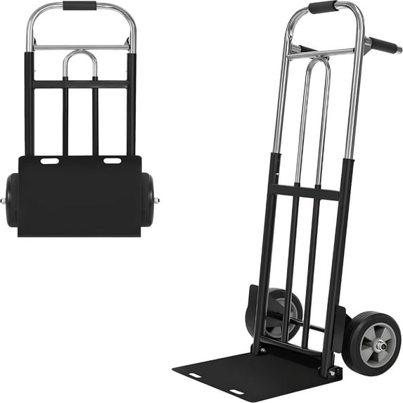 Folding Hand Truck Dolly - 600 LB Capacity, Heavy-Duty Wheels and ...