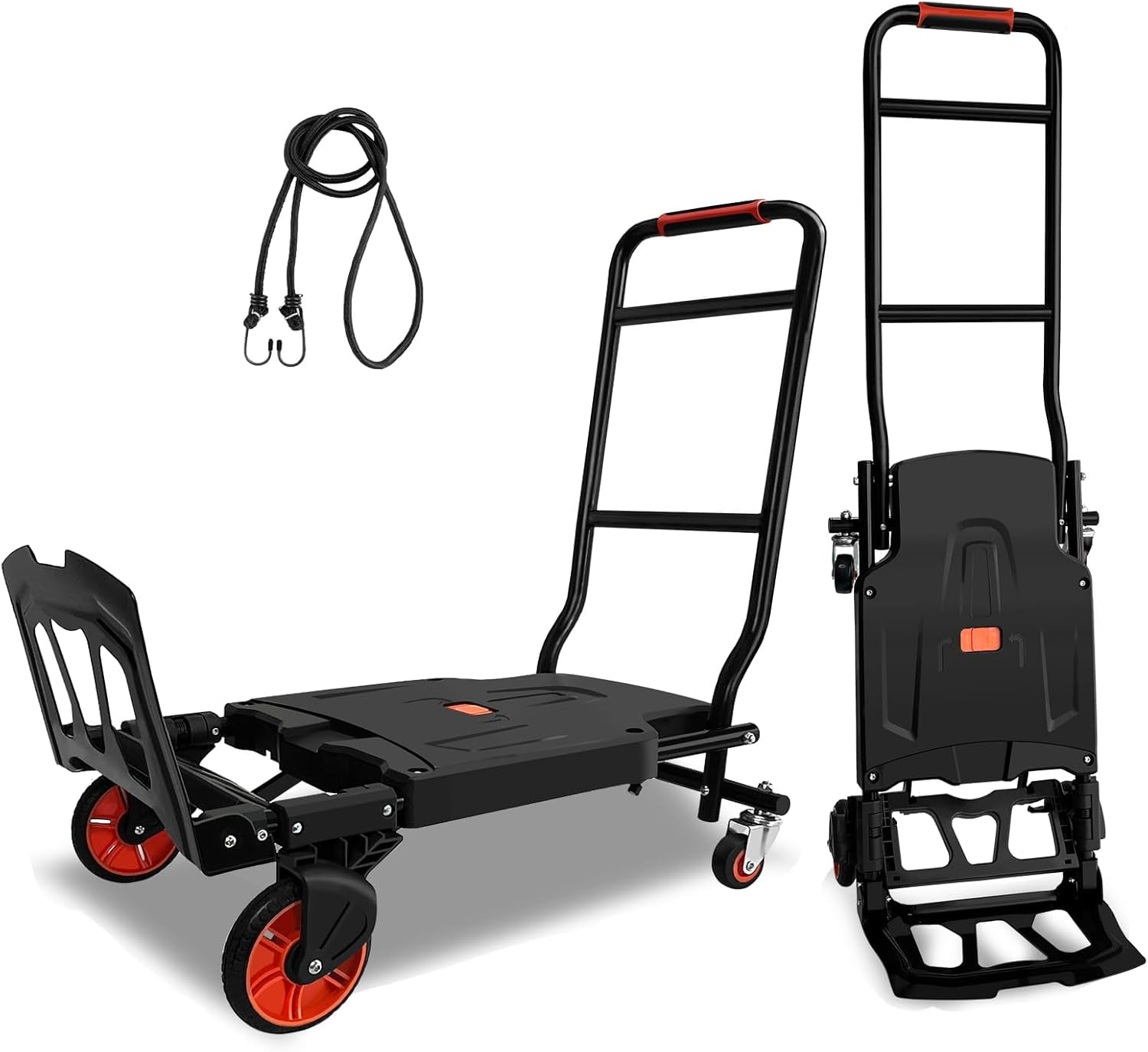 Folding Hand Truck, Dolly Cart Heavy Duty with 440lbs Capacity & 4 ...