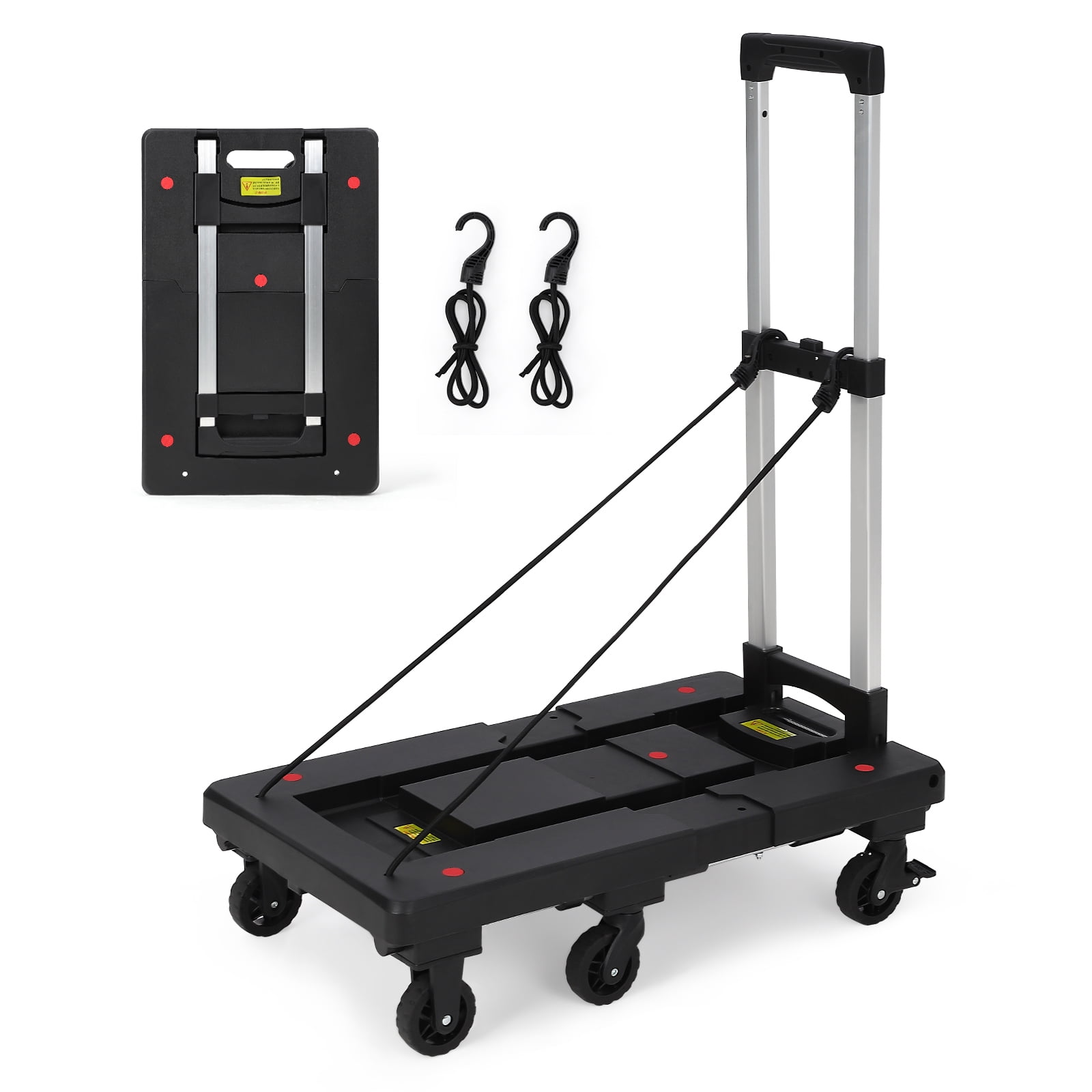 Folding Hand Truck Dolly Cart,Portable 500LB Capacity Dolly Cart with 6 ...