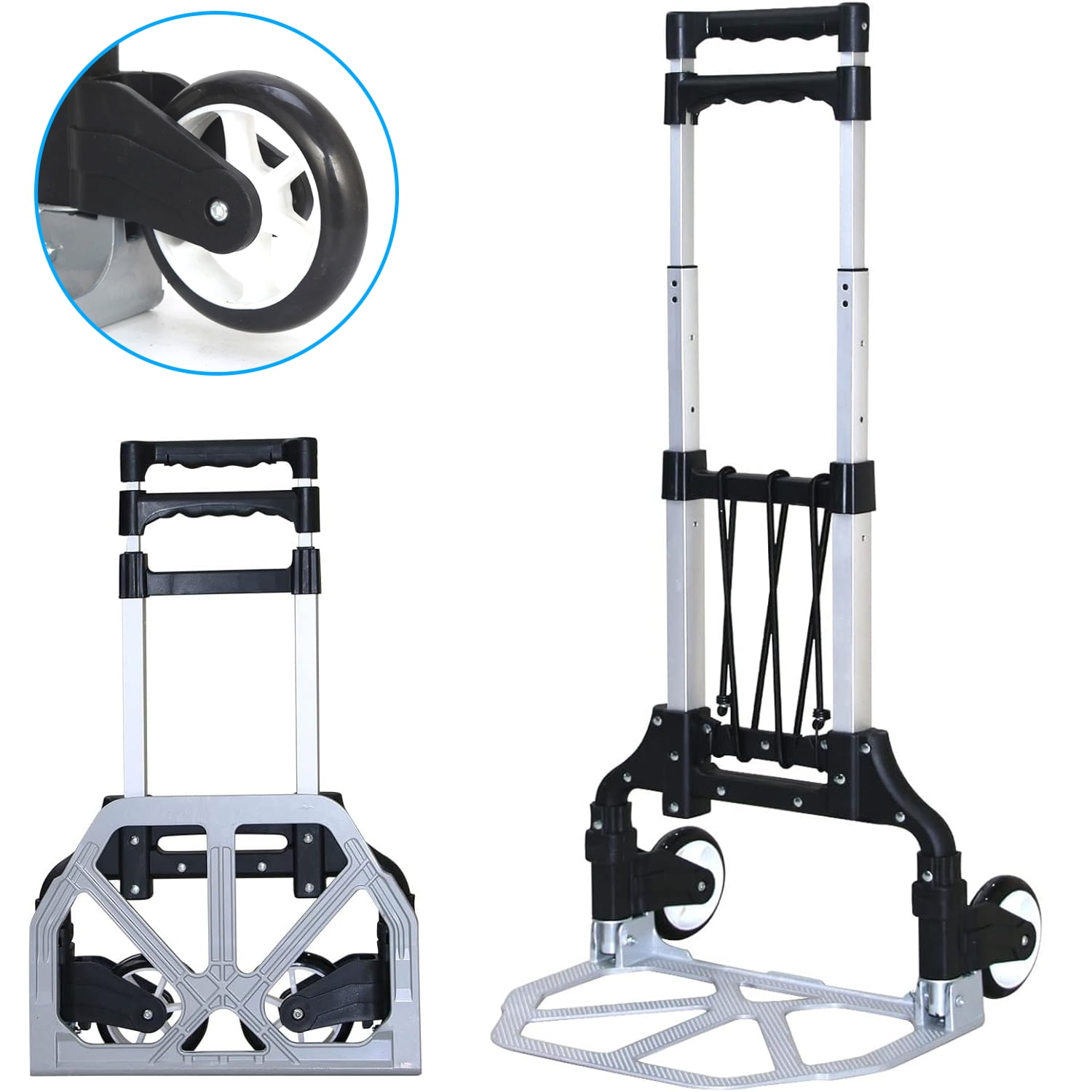 Folding Hand Truck Dolly Cart, Portable Aluminum Dolly Cart with ...