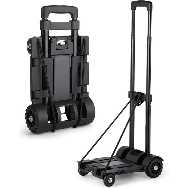 Compact Folding Hand Truck, 4-Wheel Utility Cart, Lightweight Backpack ...