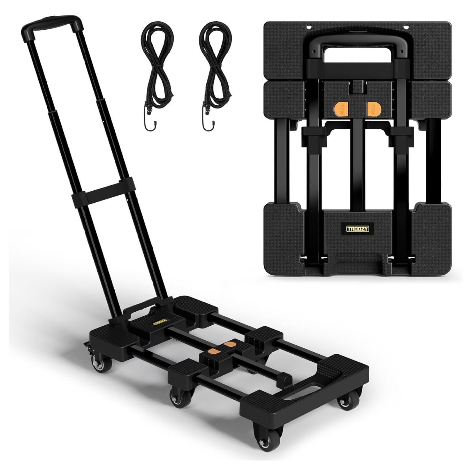 Folding Hand Truck, Heavy-Duty Dolly Cart with 6 Wheels, 500 LB ...