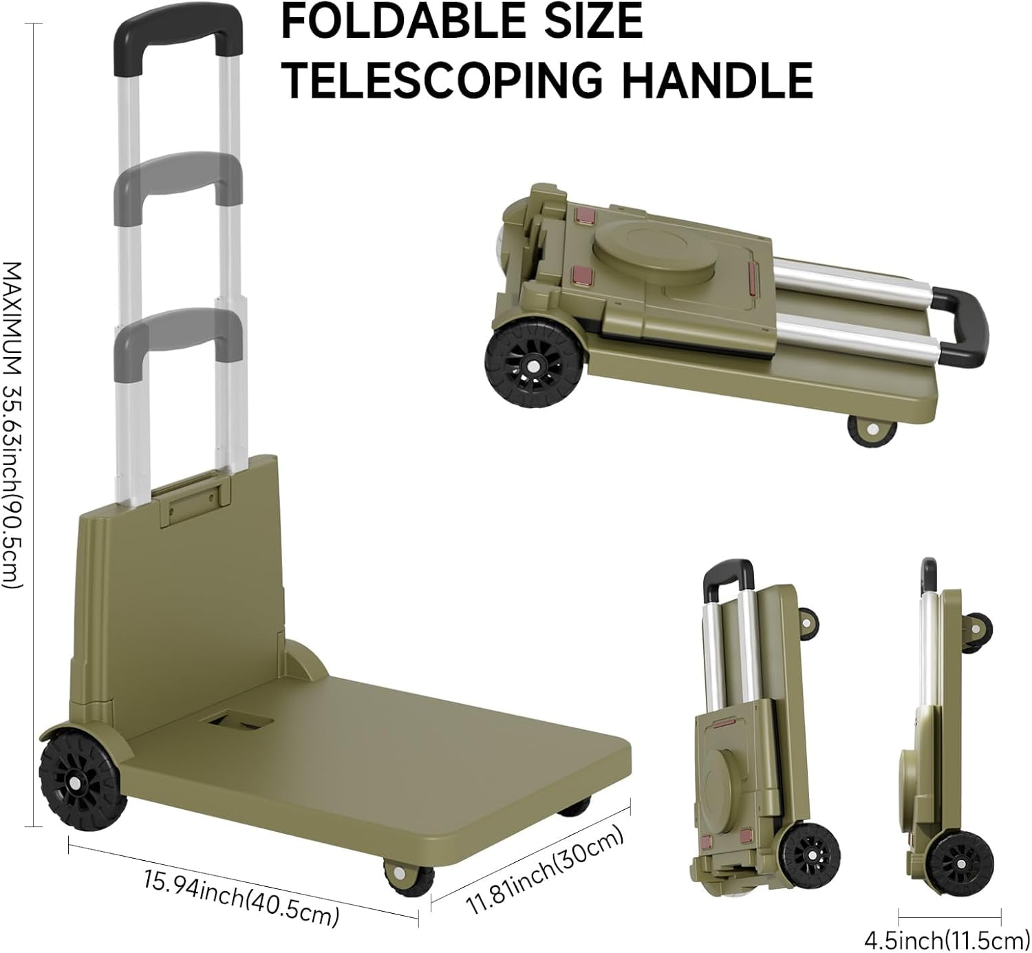 Folding Hand Truck | Heavy-Duty Dolly Cart with Fixed Base & Locking ...