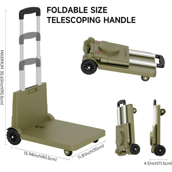 Folding Hand Truck | Heavy-Duty Dolly Cart with Fixed Base & Locking ...