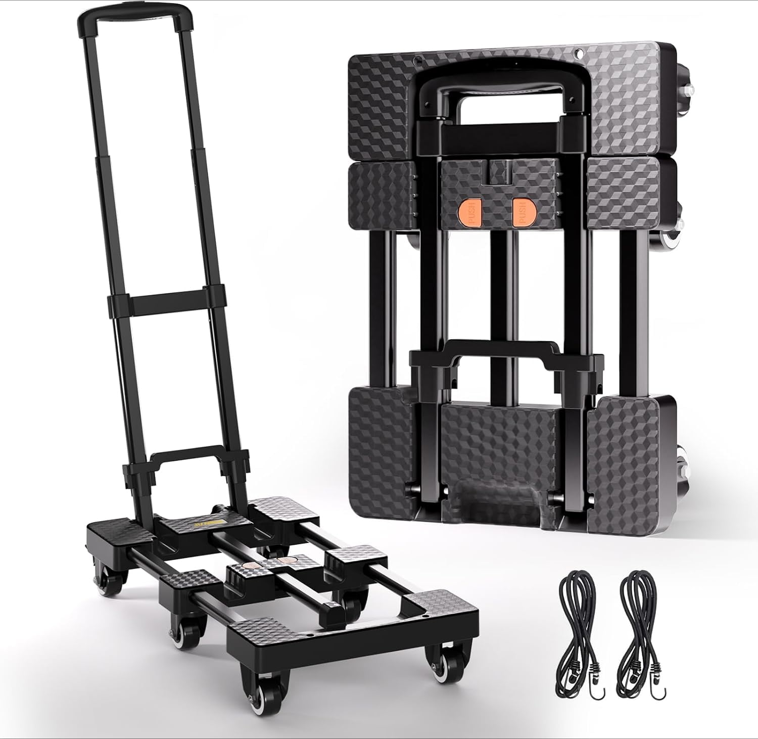 Folding Hand Truck Heavy Duty Portable - Collapsible Design with Ropes ...