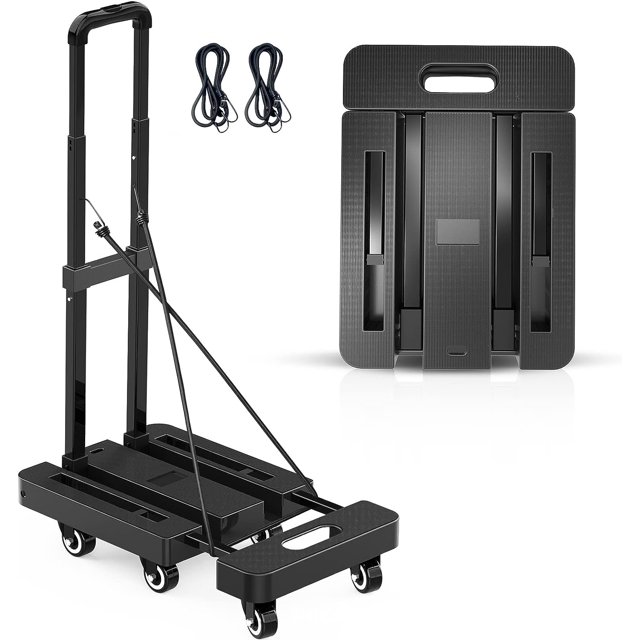 ILLUVA Black 500 LB UOM 6 Wheels Folding Hand Truck - Walmart.com