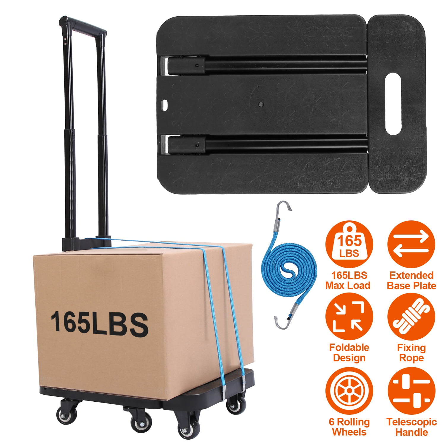 Folding Hand Truck iMounTEK 165LBS Heavy Duty Luggage Cart Utility Dolly Platform Cart for ...