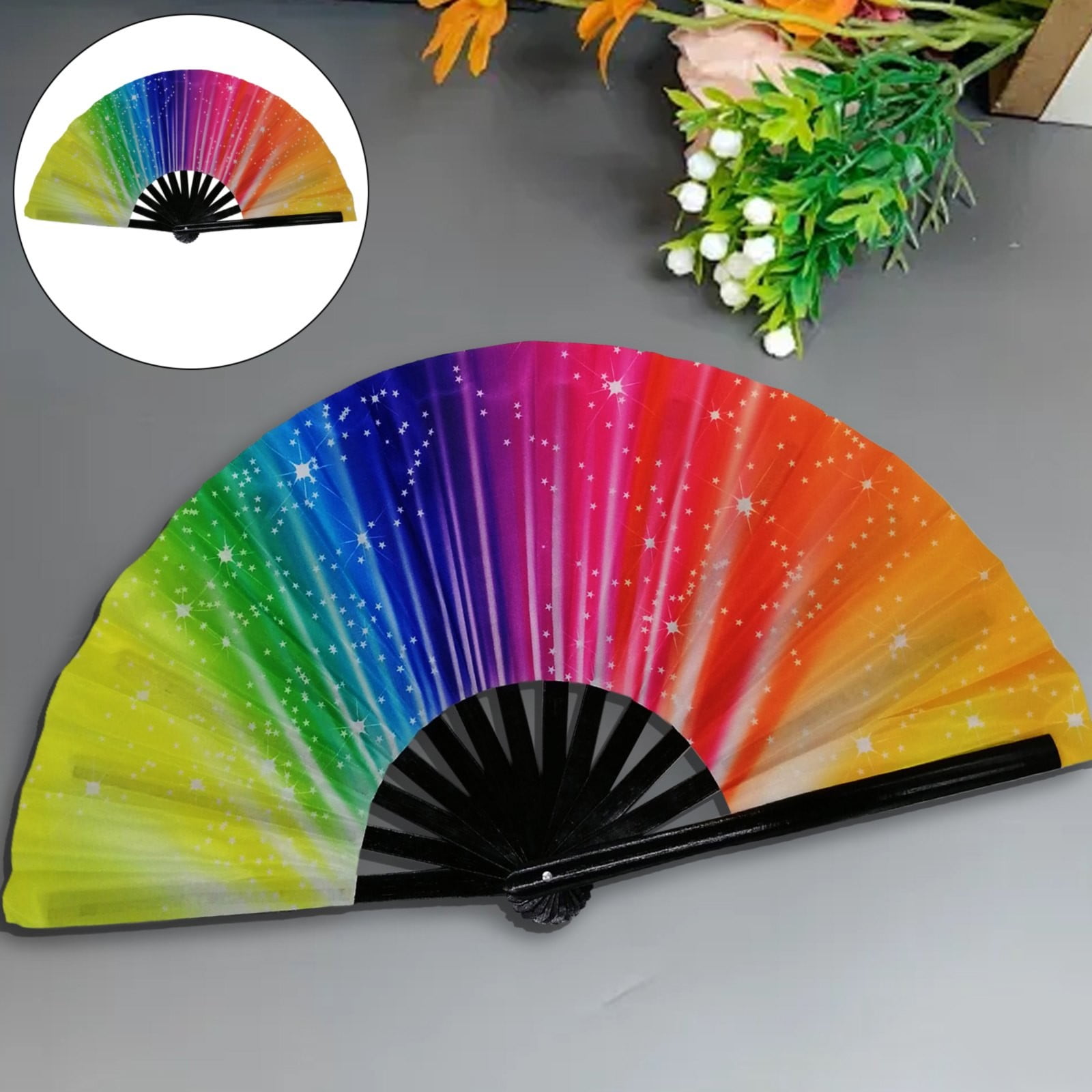 Folding Handheld Fan B-Large Folding Handheld Fans for Line Dancing ...