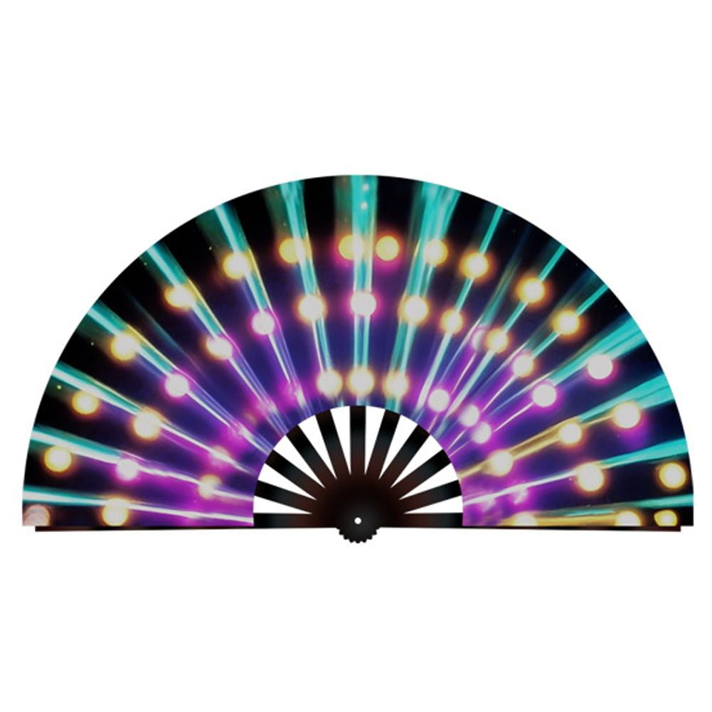 Folding Handle Dancing Fan Laser-Colors Hand Fans Disco UK. - Walmart.com