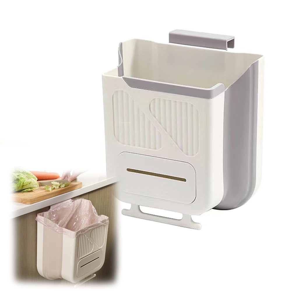 Folding Hanging Kitchen Waste Trash Can,7/10L Foldable Hanging Trash ...
