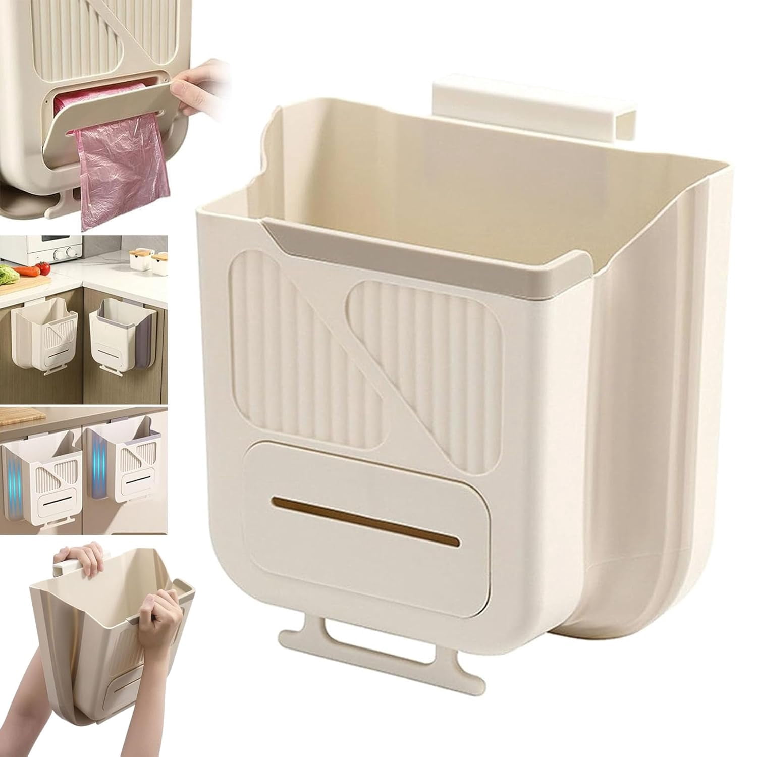 Folding Hanging Kitchen Waste Trash Can, Multifunctional Waste Storage ...