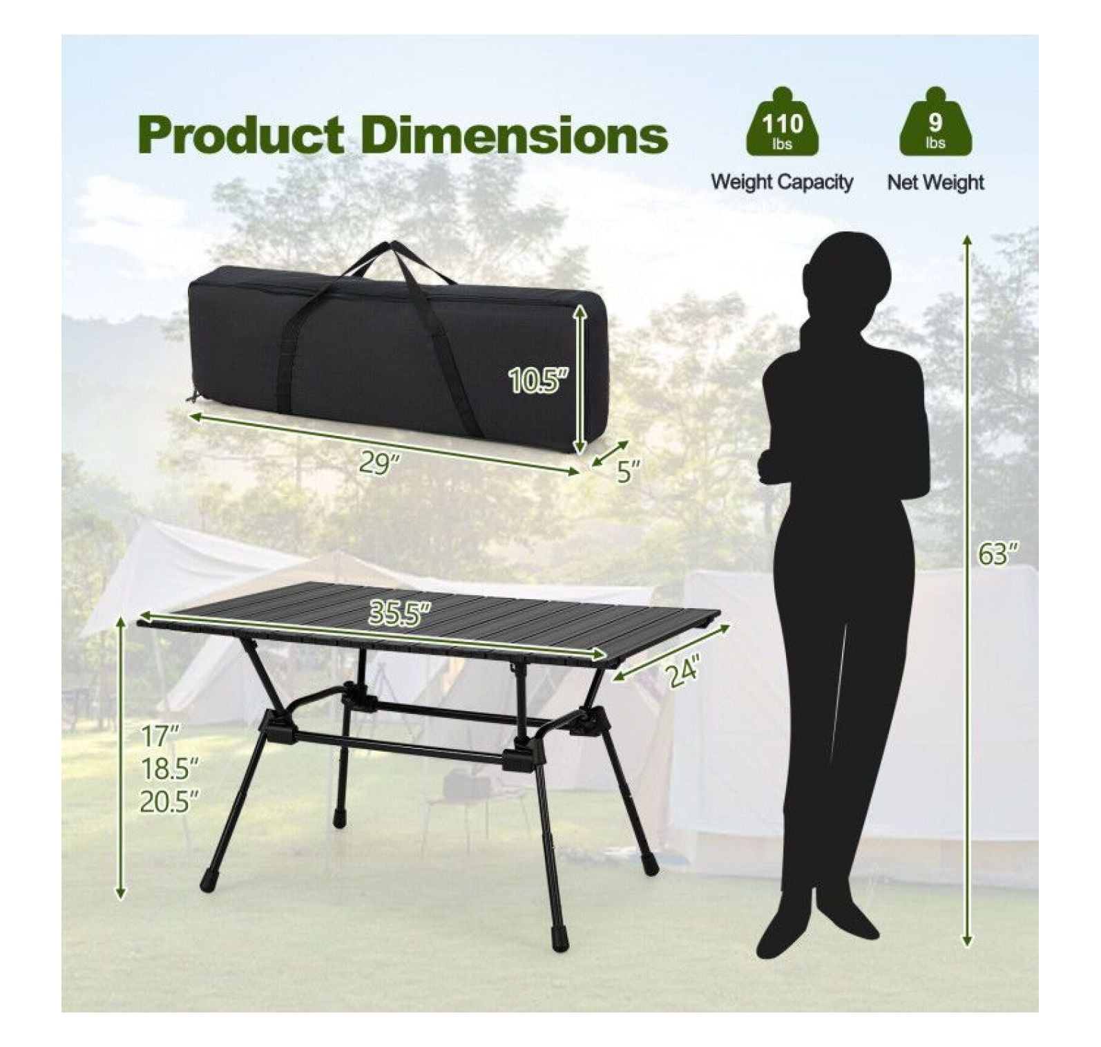 Folding Heavy-Duty Aluminum Camping Table with Carrying Bag - Walmart.com