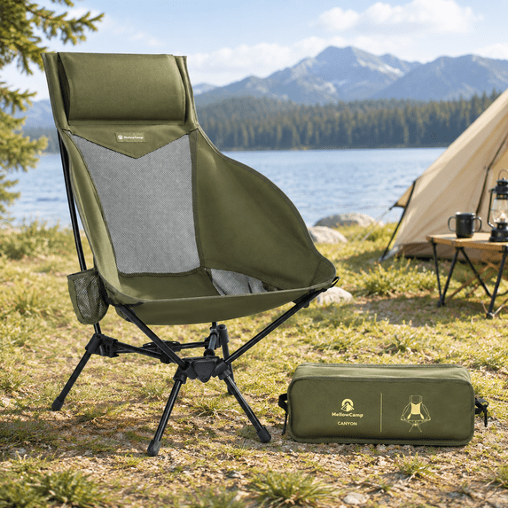 Folding High Camping Chair Withow Portable Lightweight Supports 374 Lbs ...