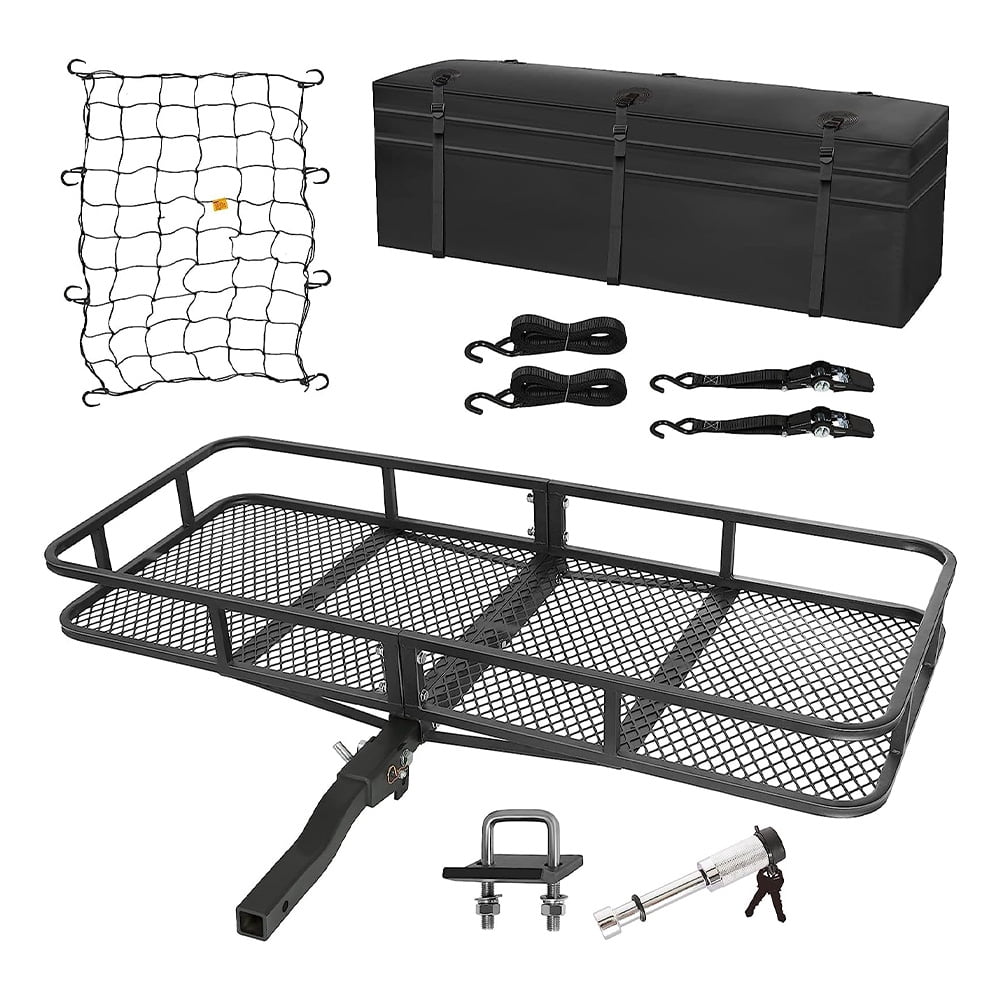 Folding Hitch Mount Cargo Carrier Basket 60" x 20" x 6" with 2-Inch ...