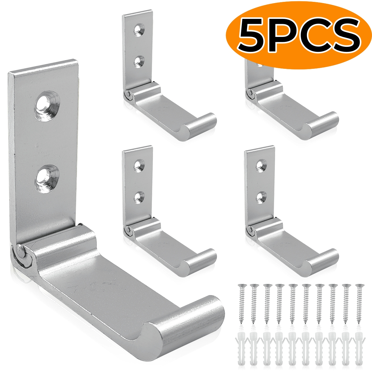 Uxcell Alloy 5pcs Home Universal Door Wall Mount Coat Towel Clothes ...