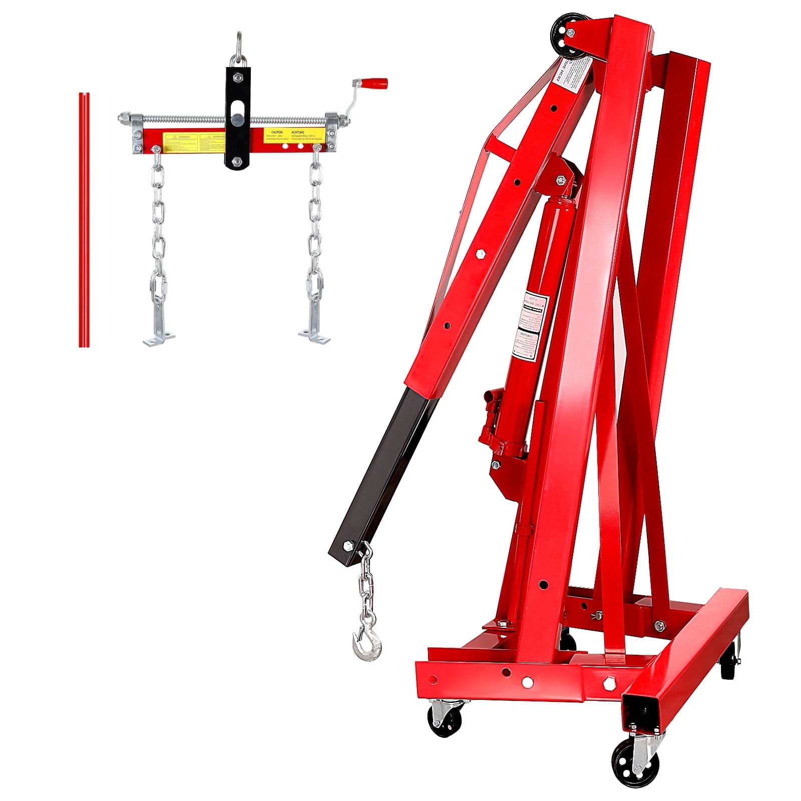 Folding Hydraulic Engine Hoist with Lever, 2 Ton/4400 LBS, Cherry ...