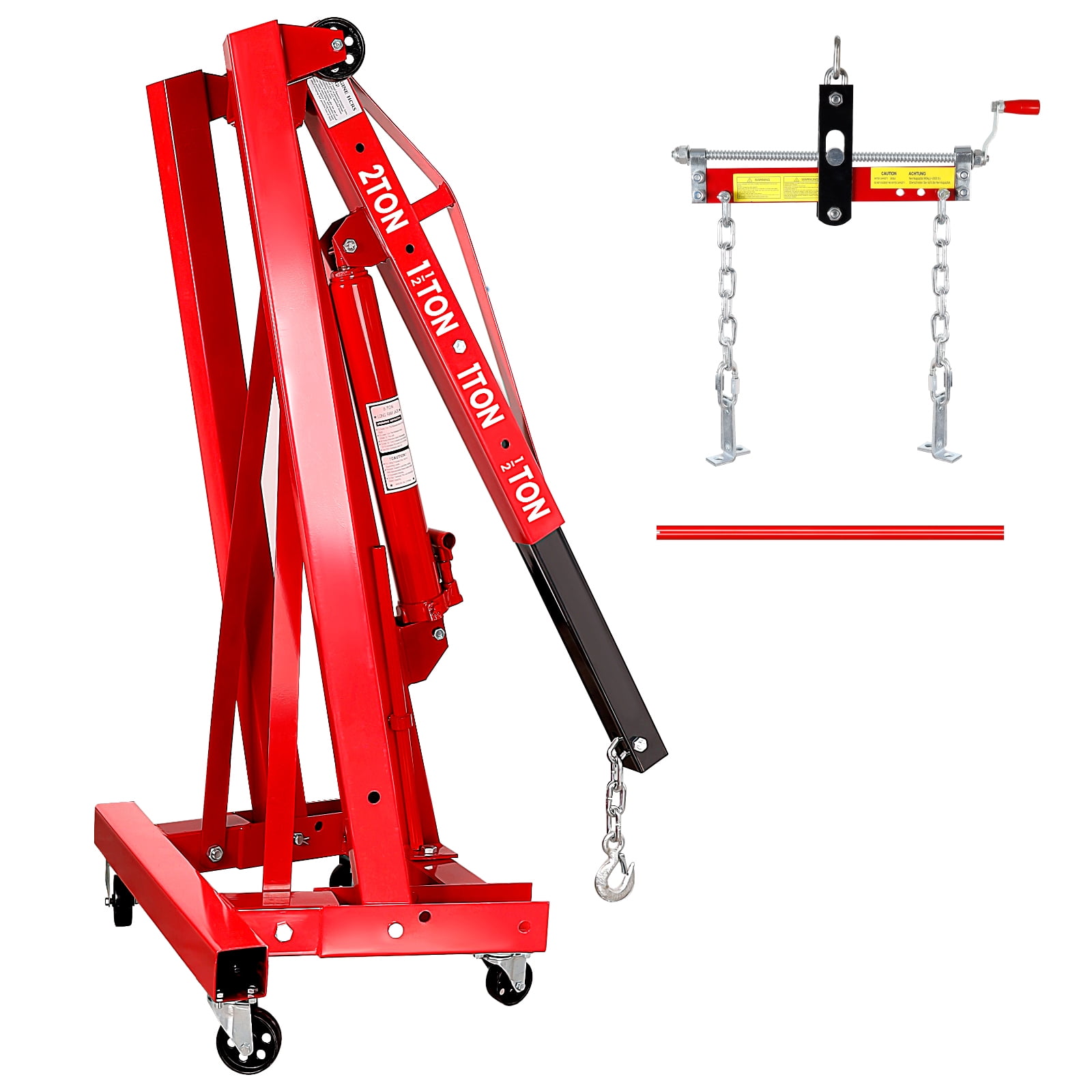 Folding Hydraulic Engine Hoist with Lever, 2 Ton/4400 LBS, Heavy Duty ...