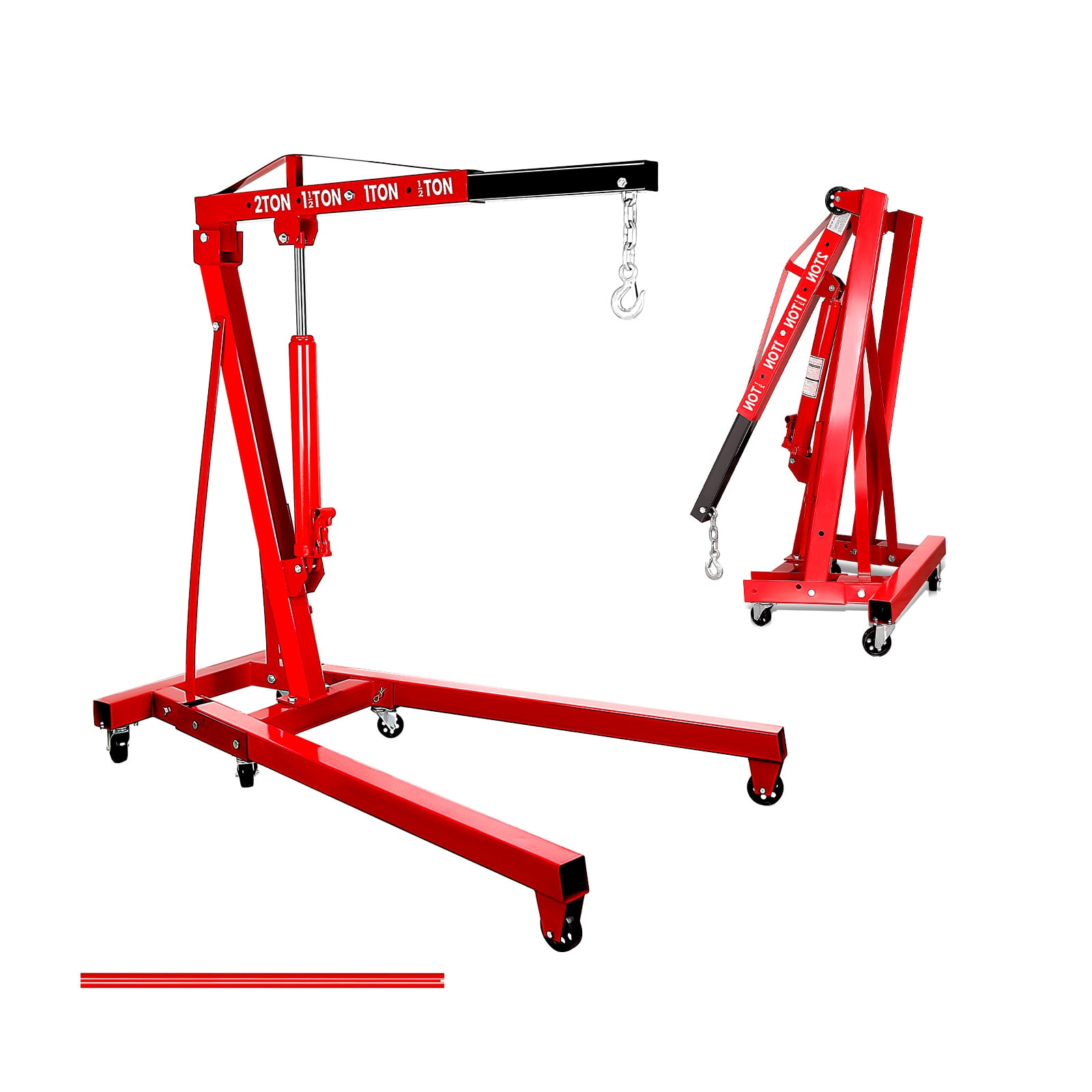 Folding Hydraulic Engine Hoist with Lever & 360° Casters, 2 Ton/4400 ...
